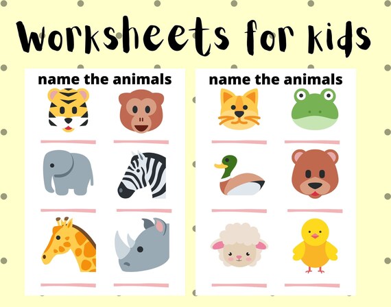 5 Funny Printable Worksheets for Kids PDF Learning Animals - Etsy