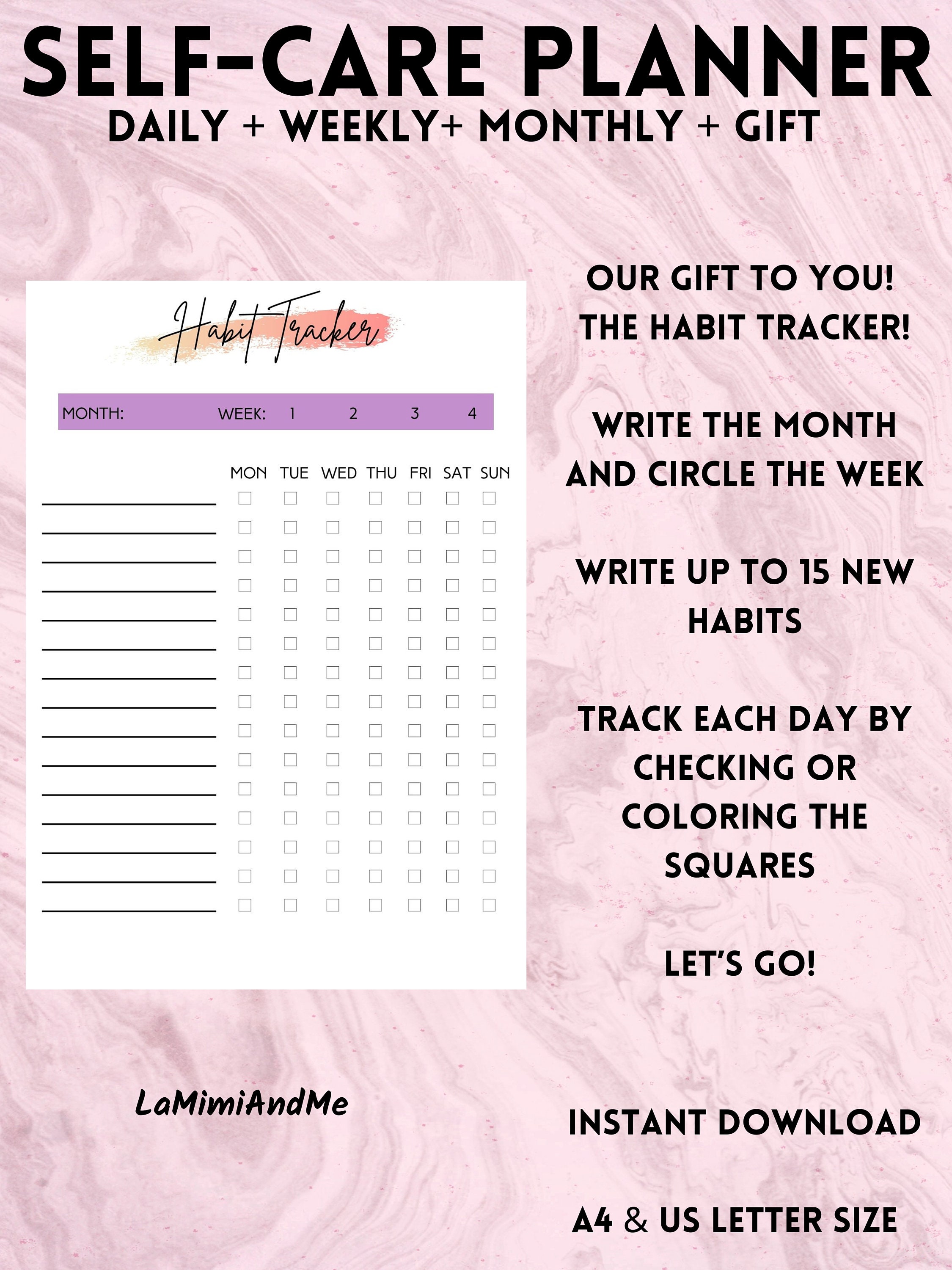 Daily Self-care Planner, Weekly Self-care Planner, Monthly Self-care ...