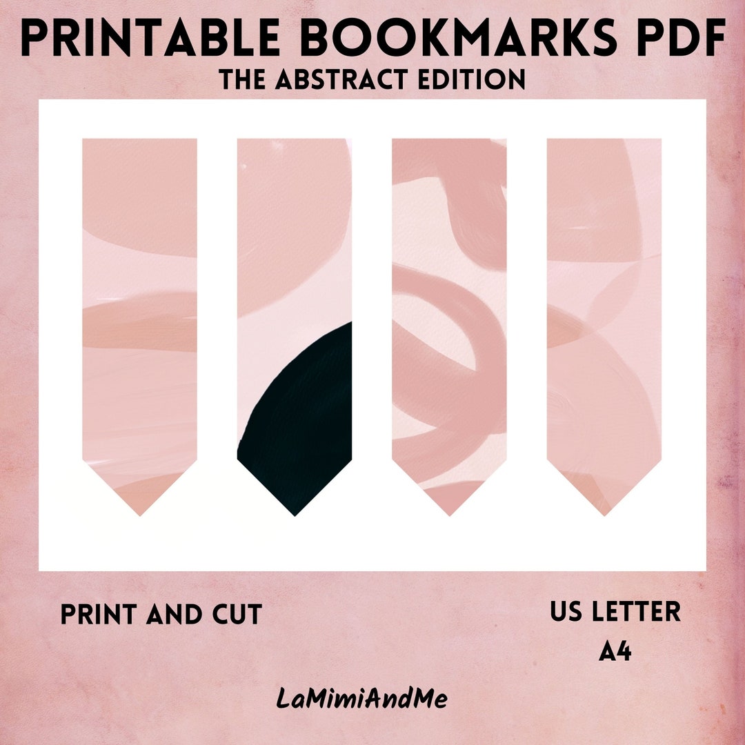 Abstract Themed Bookmarks to Print PDF, Pink Bookmarks Pdf, Minimal ...