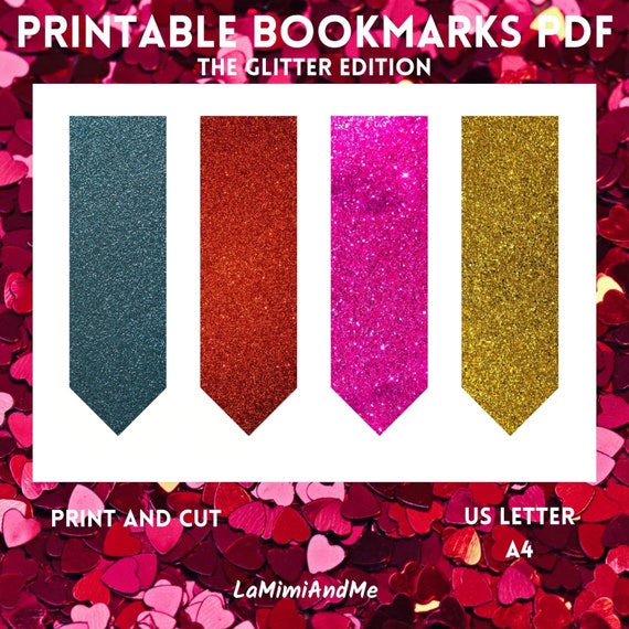 Colorful Glitter Bookmarks to Print Pdf Glitter Bookmarks - Etsy