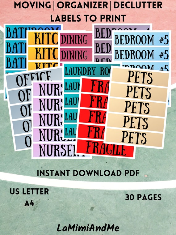 Big and Colorful Labels for Moving to Print Pdf Stickers for | Etsy