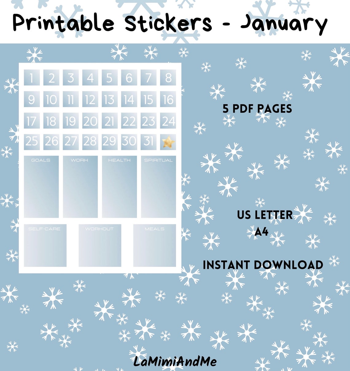 Printable January Stickers for Planners Pdf, Winter Stickers for ...