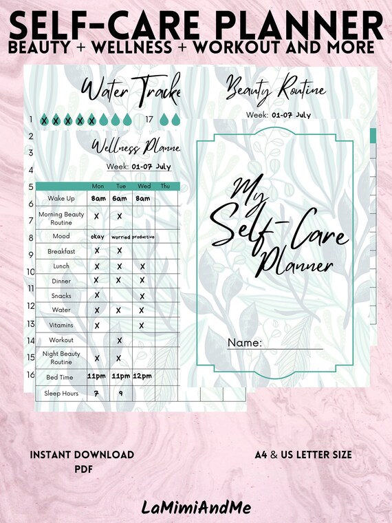 Daily self-care planner weekly self-care planner monthly | Etsy