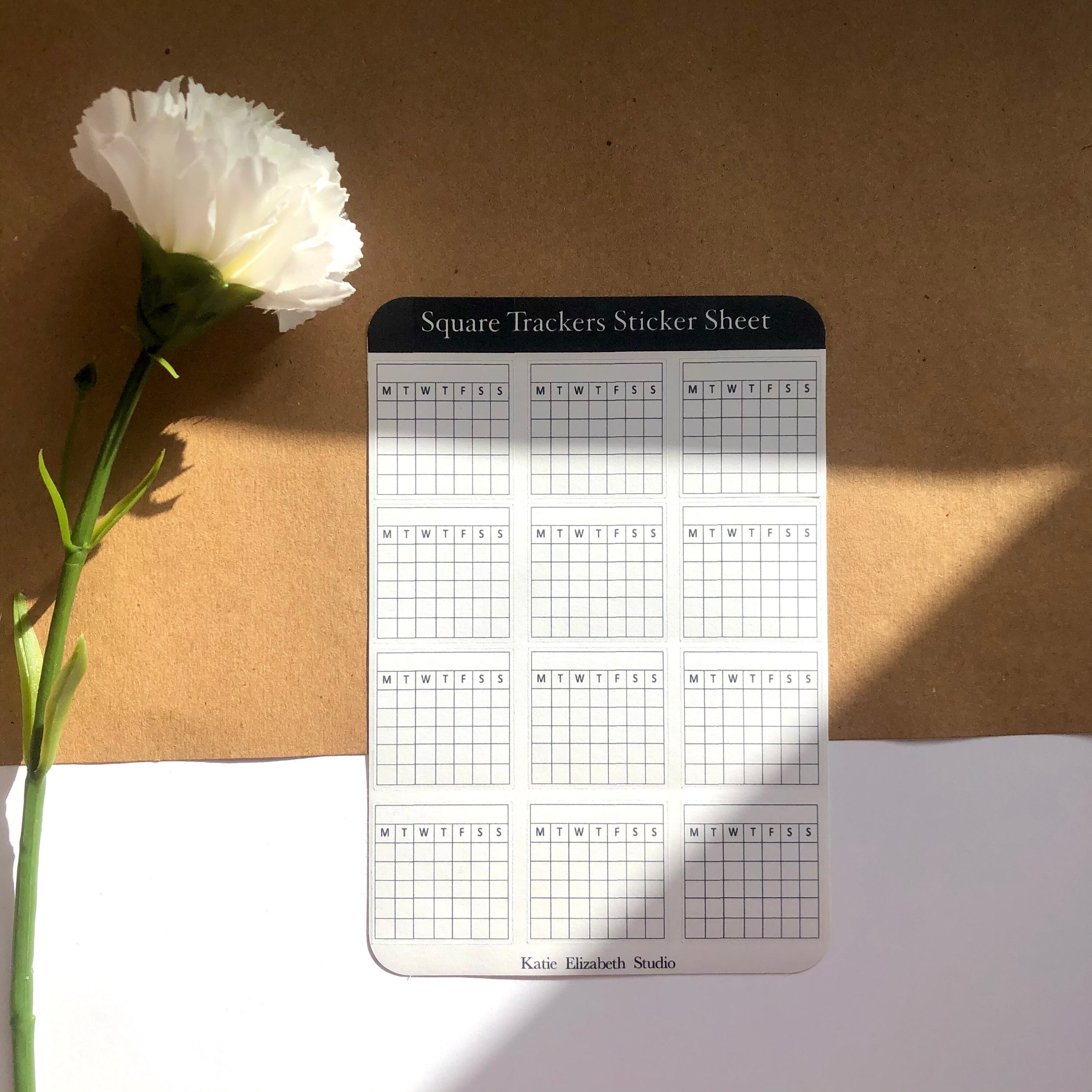 Black and White monthly blank Square Tracker Calendar Stickers fill in ...