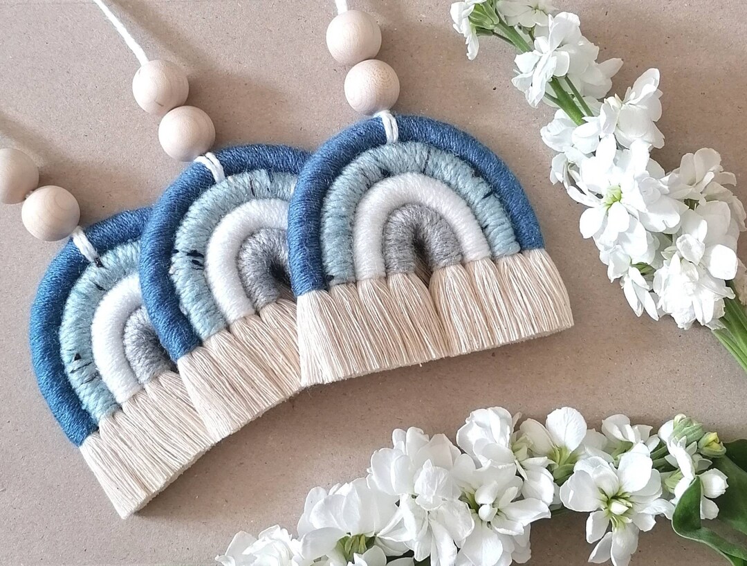 Mini Macrame Rainbow Blue Rainbow Car Charm Car - Etsy UK