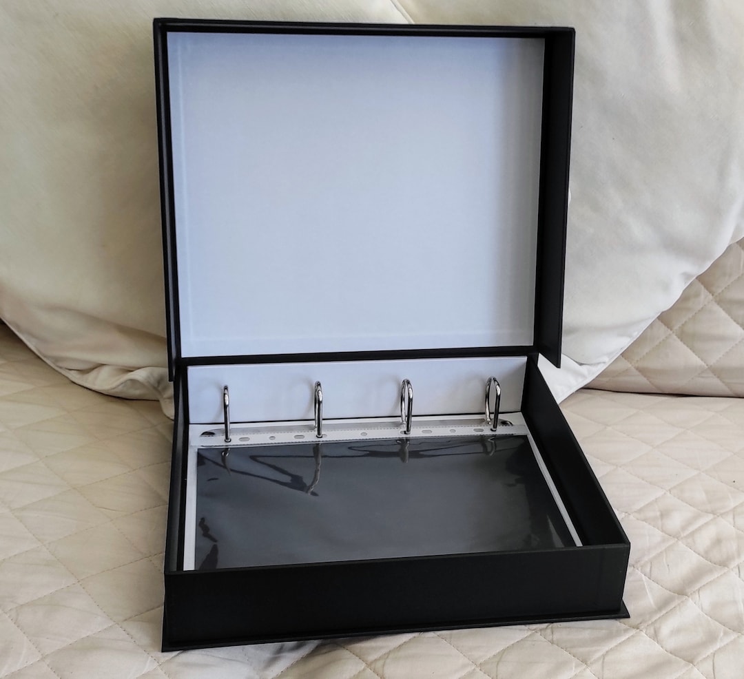 Handmade A4/A3 Ring Binder Box: Black Buckram Cloth Portfolio - Etsy