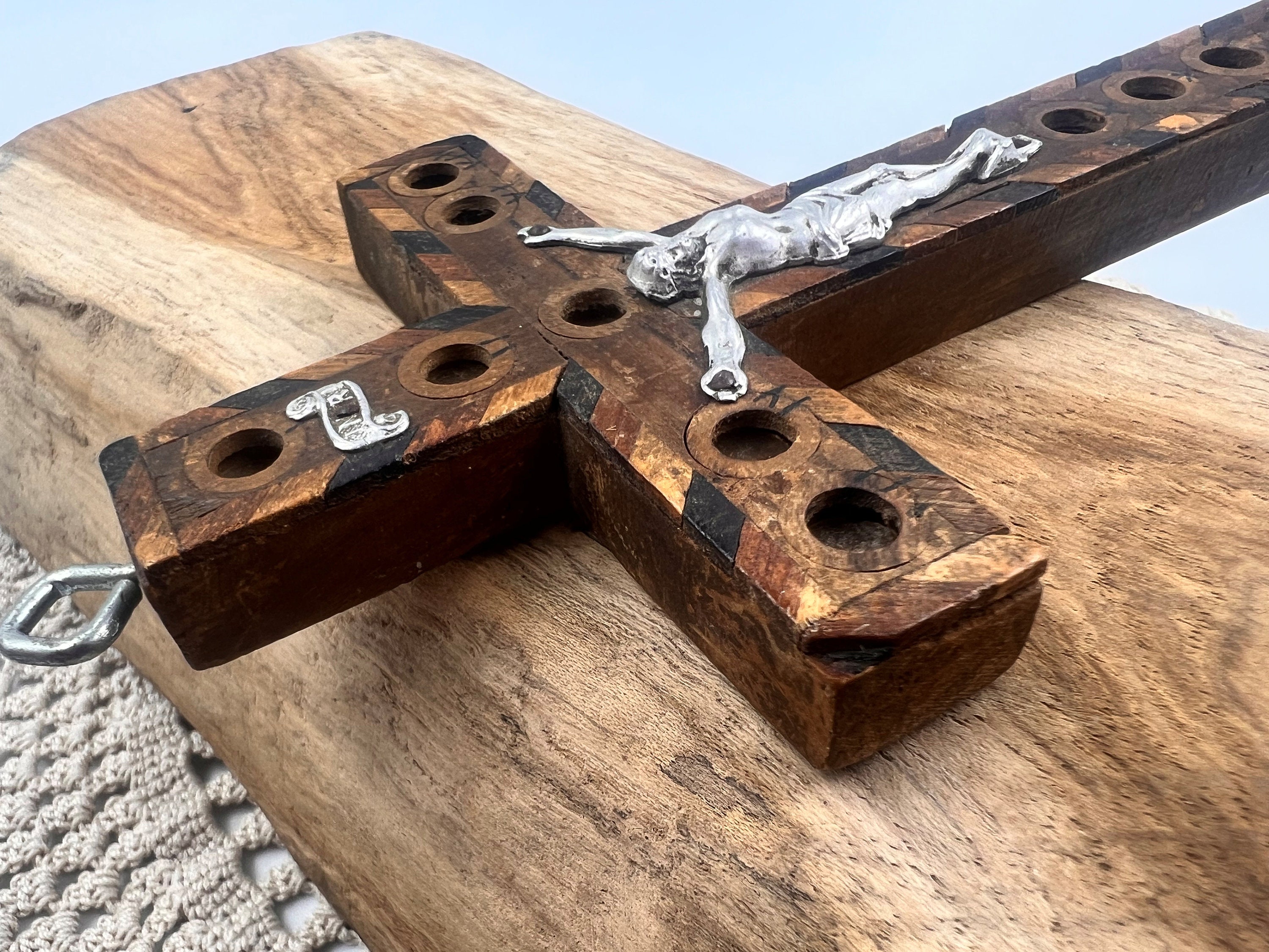 Large Wooden Reliquary Crucifix Holy Land to Calvary Stations Way of ...