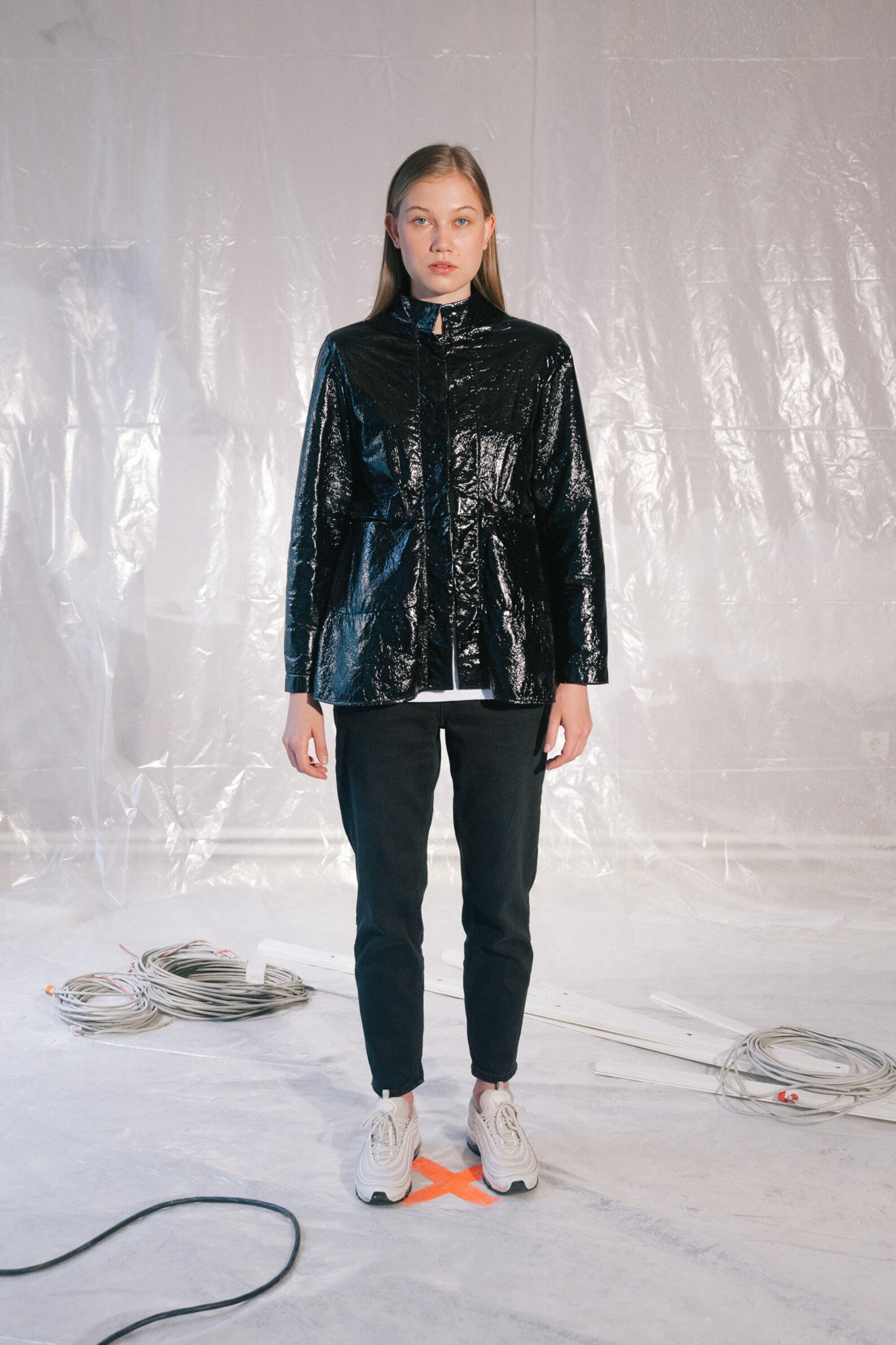 Black Plastic Jacket, Black Women Jacket, Lightweight Women Jacket ...