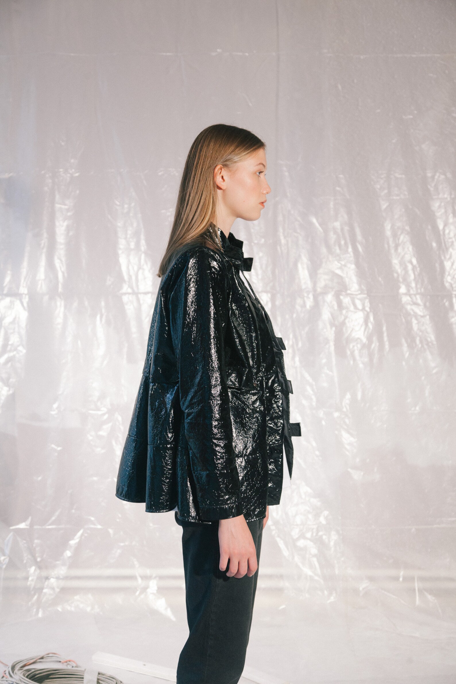 Black Plastic Jacket, Black Women Jacket, Lightweight Women Jacket ...