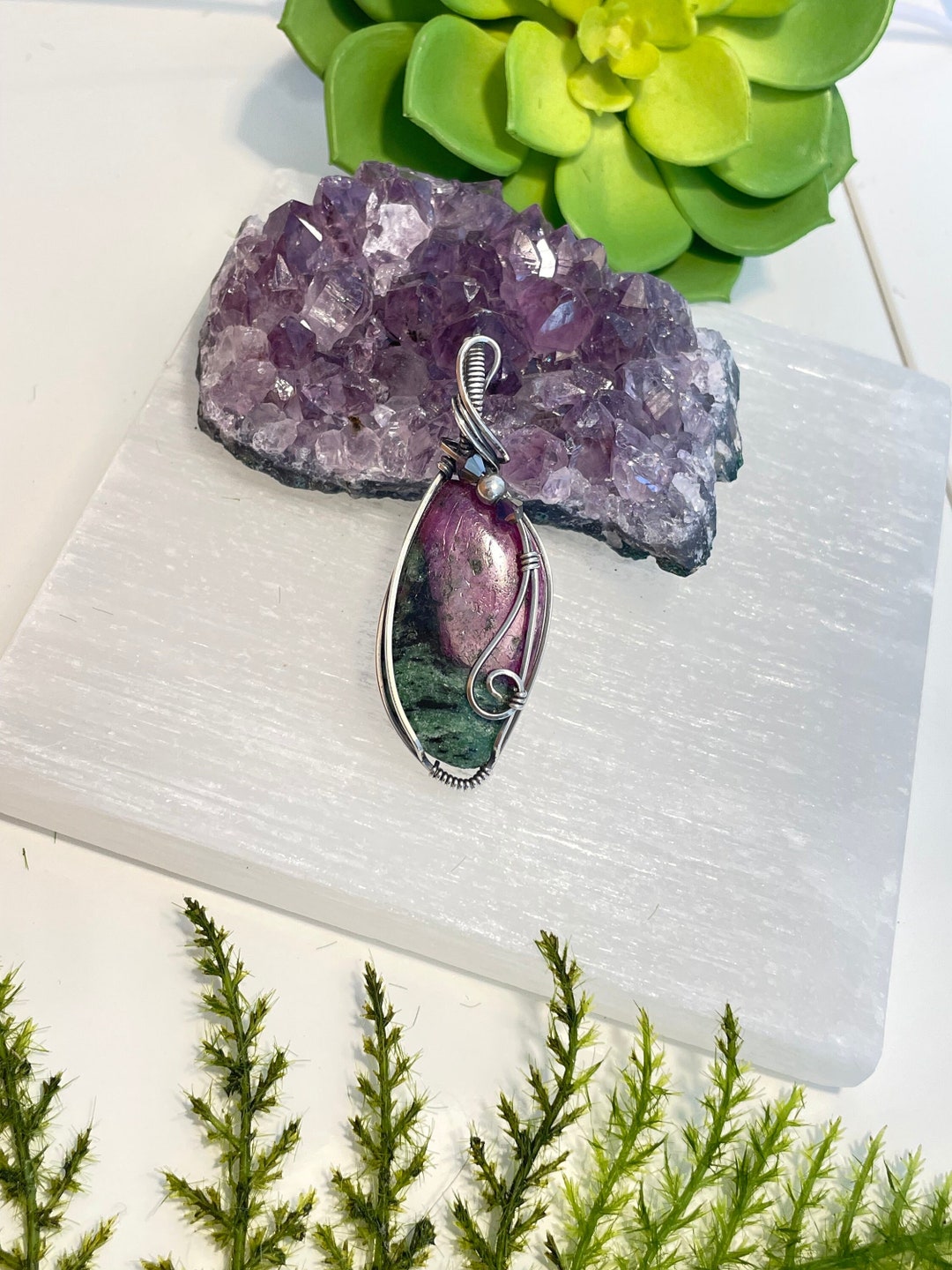 Ruby in Fuchsite Necklace - Etsy