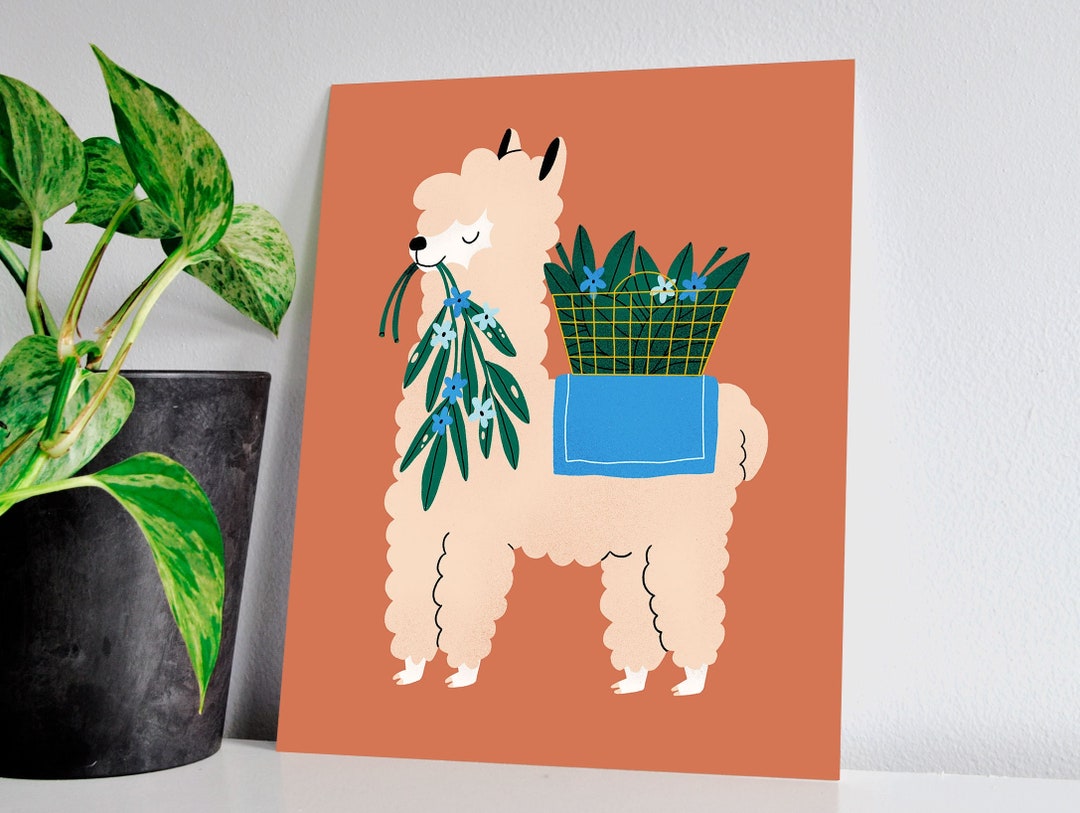 Wall Art Print Alpaca Llama Digital Illustration 8x10 - Etsy Canada