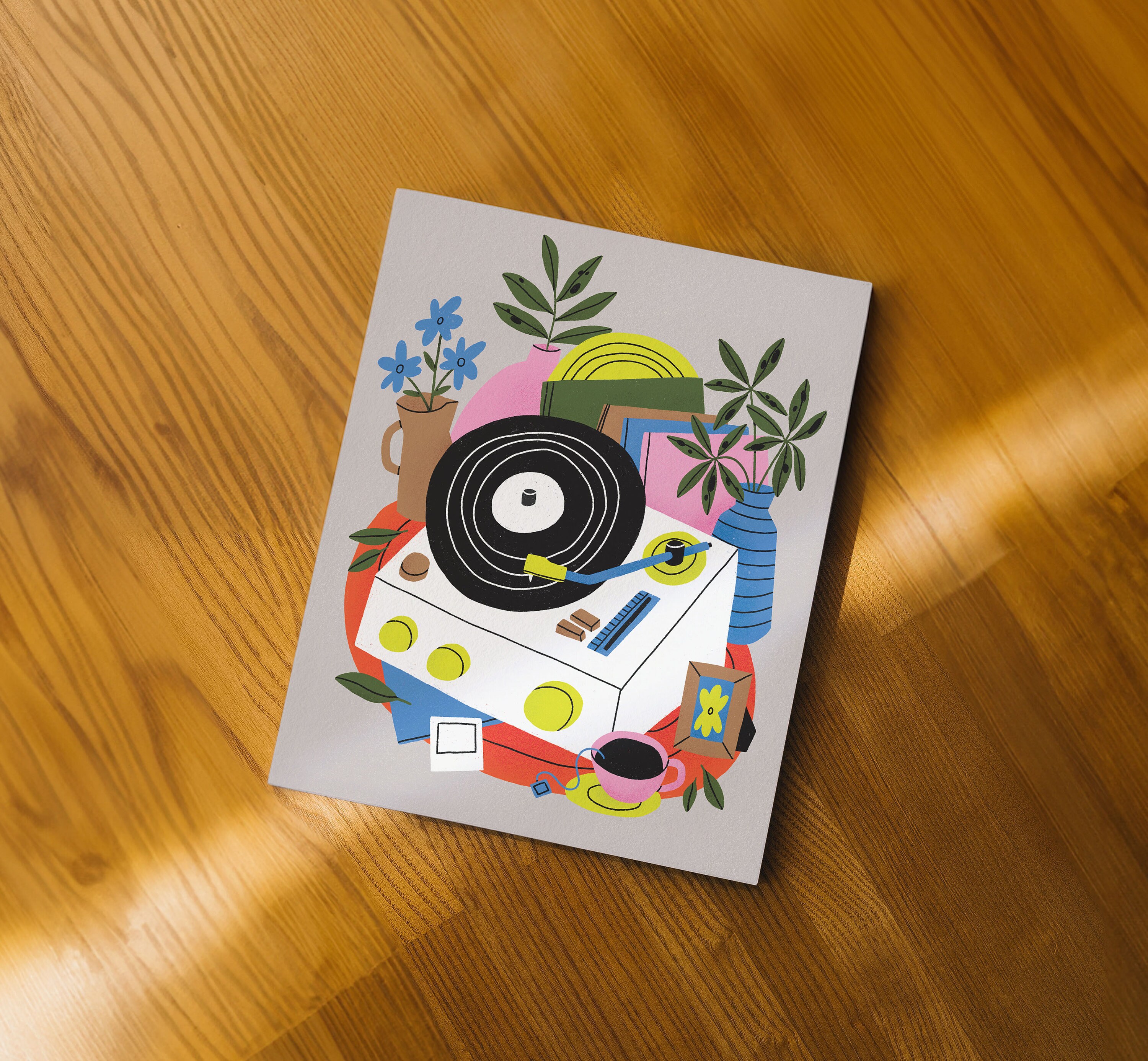 Vinyl Turning Table Wall Art Print | Digital Illustration | 8x10 Print ...