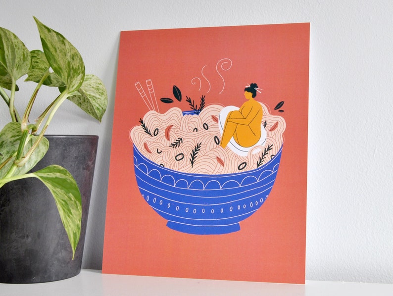 Ramen Wall Art Print | Digital Illustration | 8x10 Print | Ramen Bowl ...