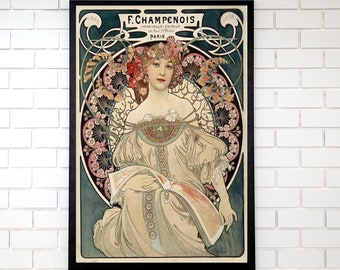 Female Holding Carnation Flower 1897 Alphonse Mucha Art - Etsy