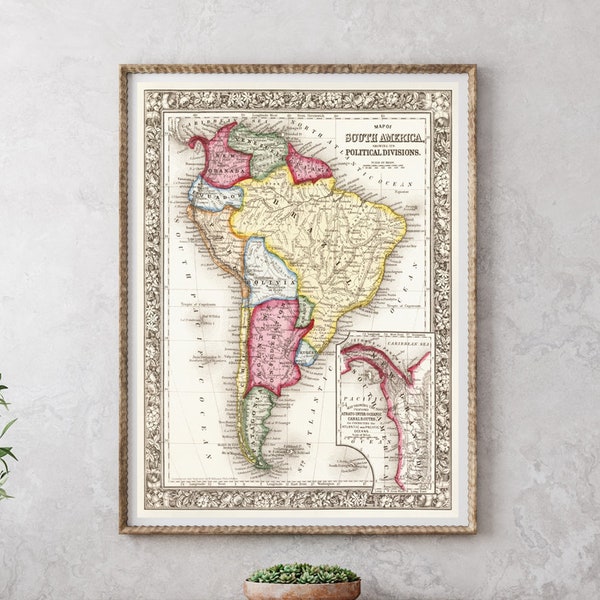 1863 Map of South American - Etsy