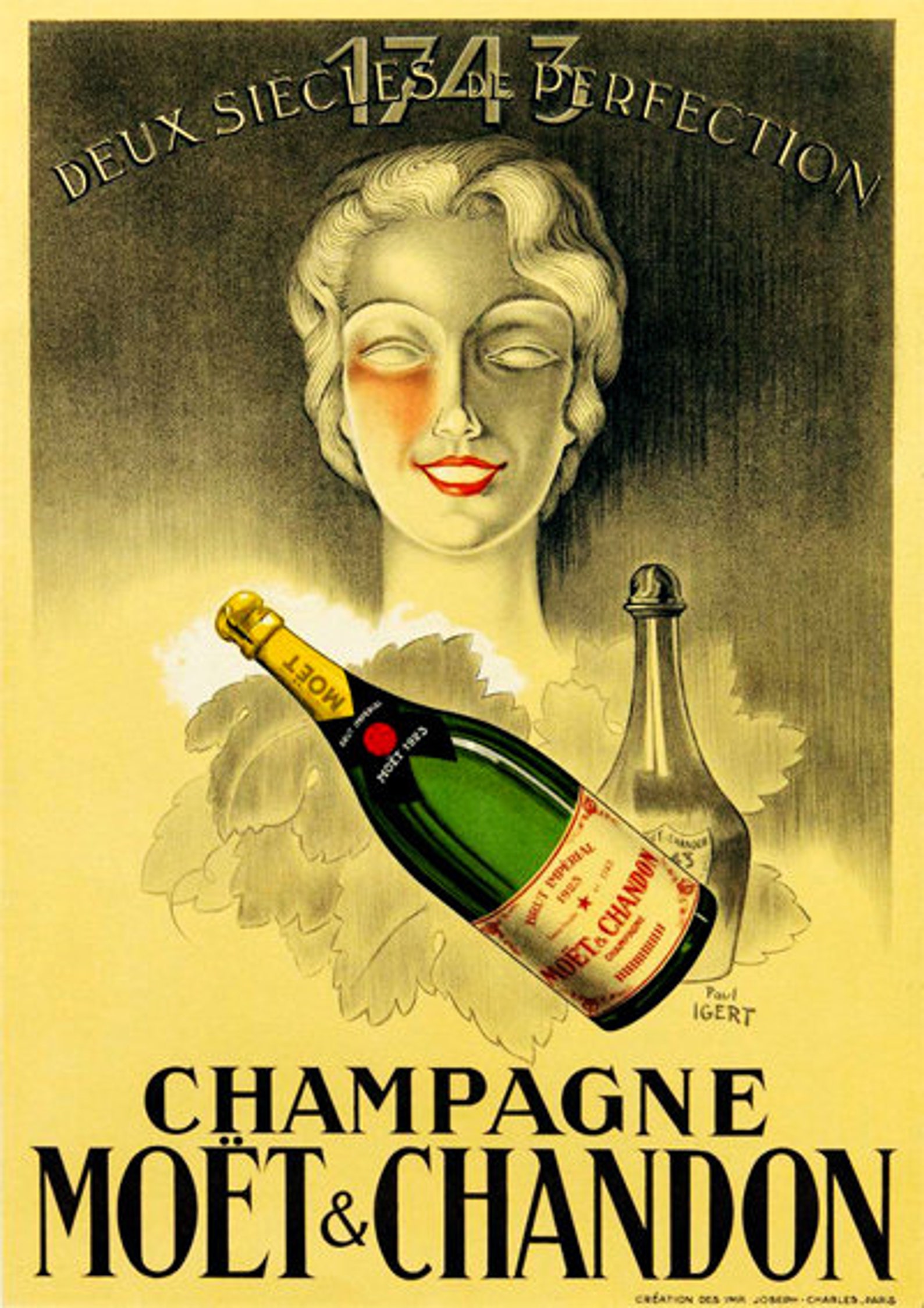 Champagne Moet &Chandon c. 1943 Póster vintage Champagne | Etsy
