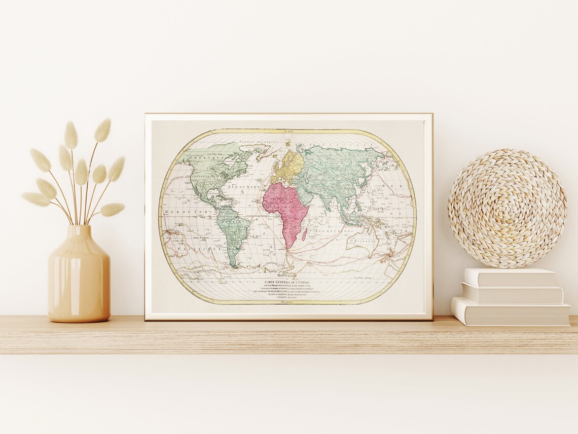 World Map or General Map of the Universe 1782 by Mathieu - Etsy