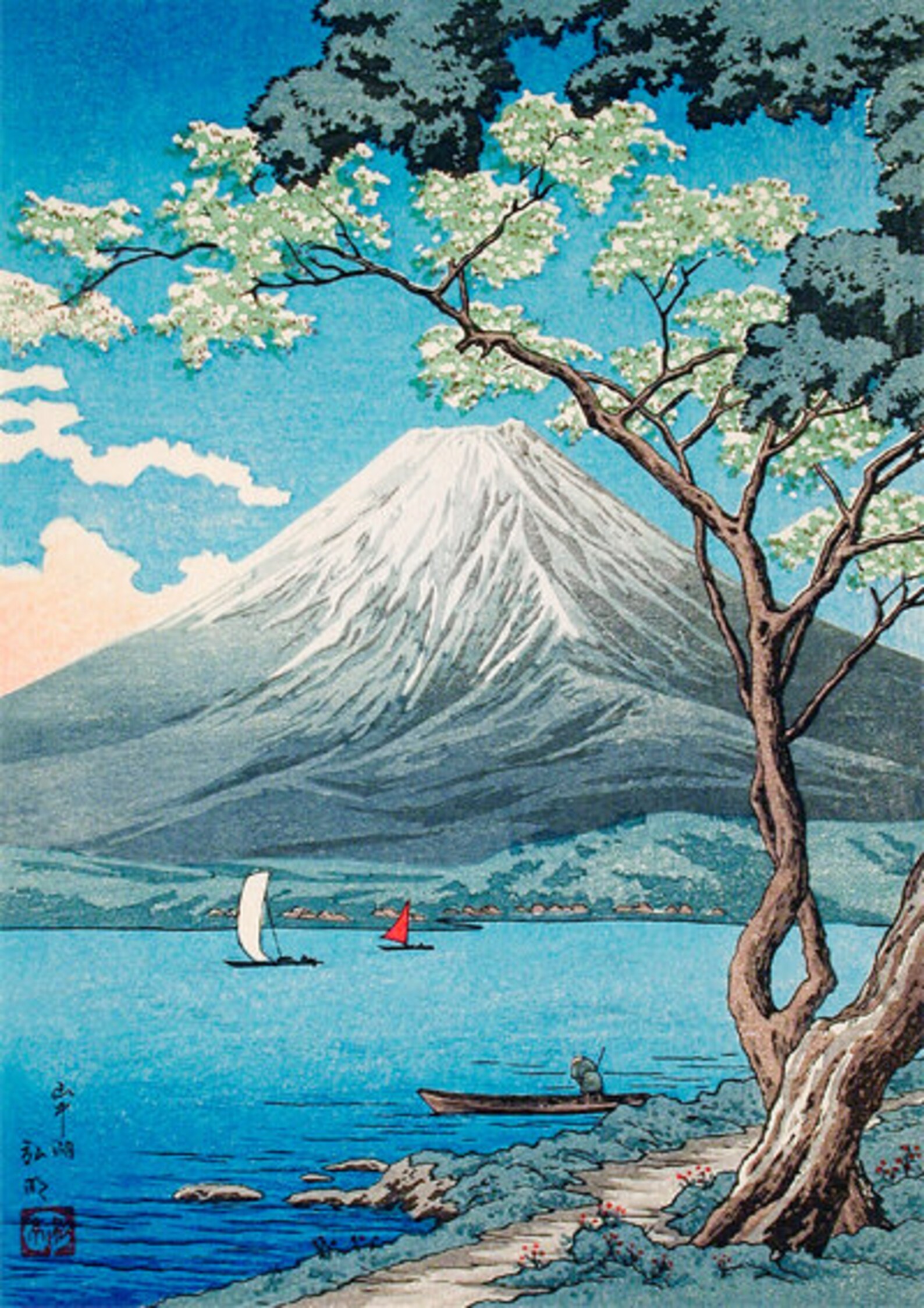 Mount Fuji poster Mount Fuji from Lake Yamanaka by Hiroaki | Etsy