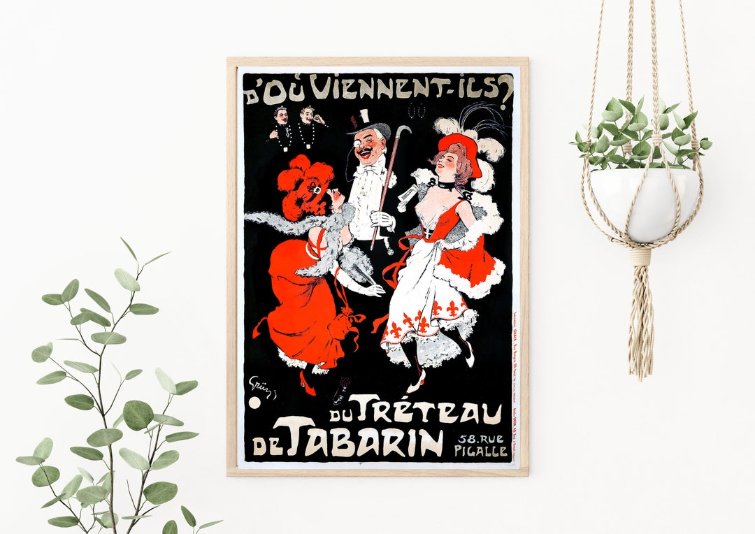 Affiche cabaret parisien d'Ou viennent-ils, Du Tréteau de Tabarin 1898 ...