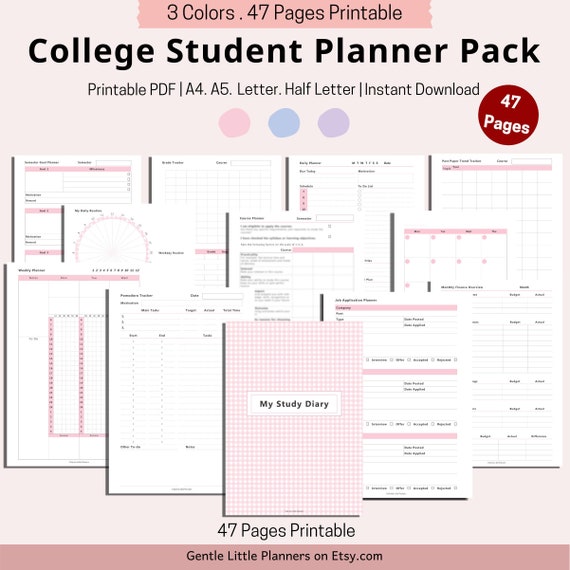 College Student Planner Printable Study Planner Academic - Etsy Hong Kong