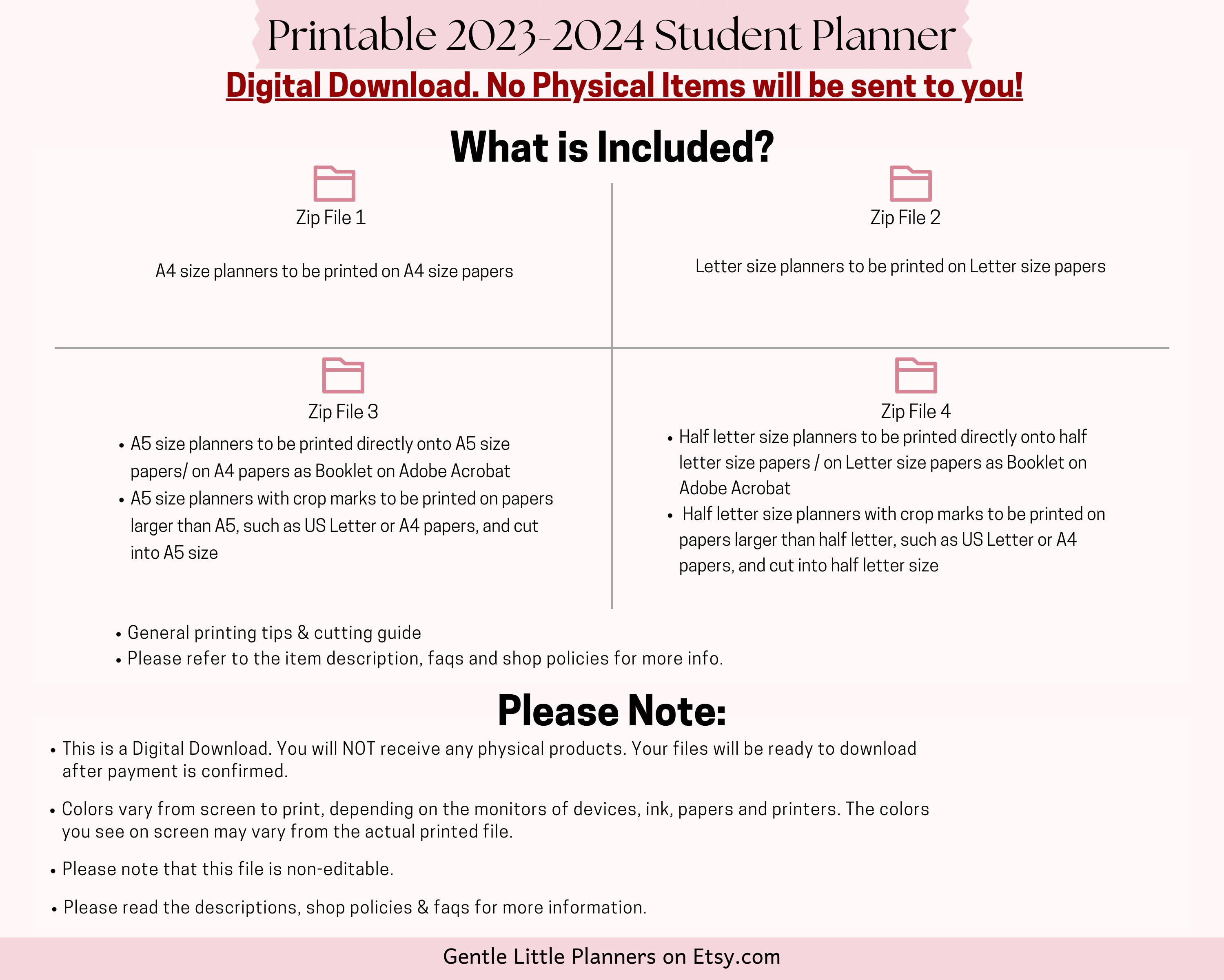2023 2024 Student Planner Printable Academic Planner College Study ...