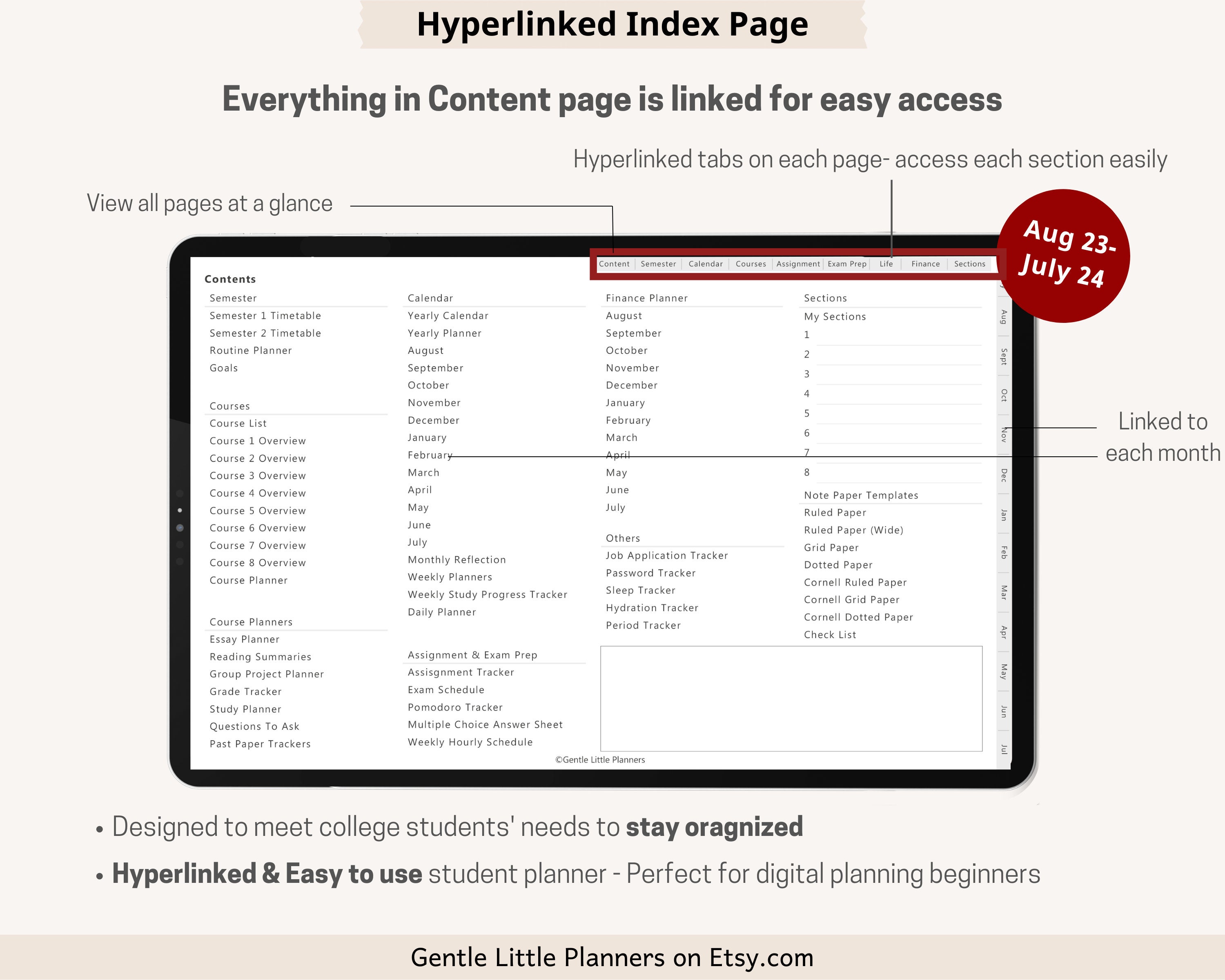 2023 2024 Digital Student Planner Mid Year Academic Planner - Etsy