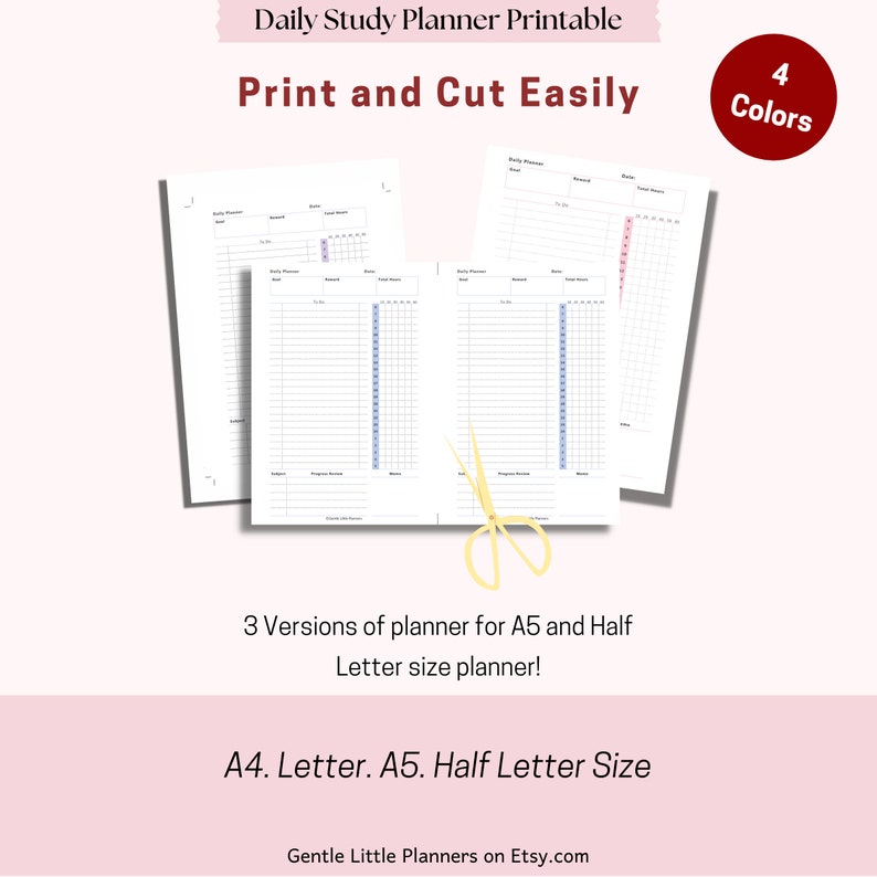 DAILY Study Planner Printable Exam Planner College Student Planner 10 ...