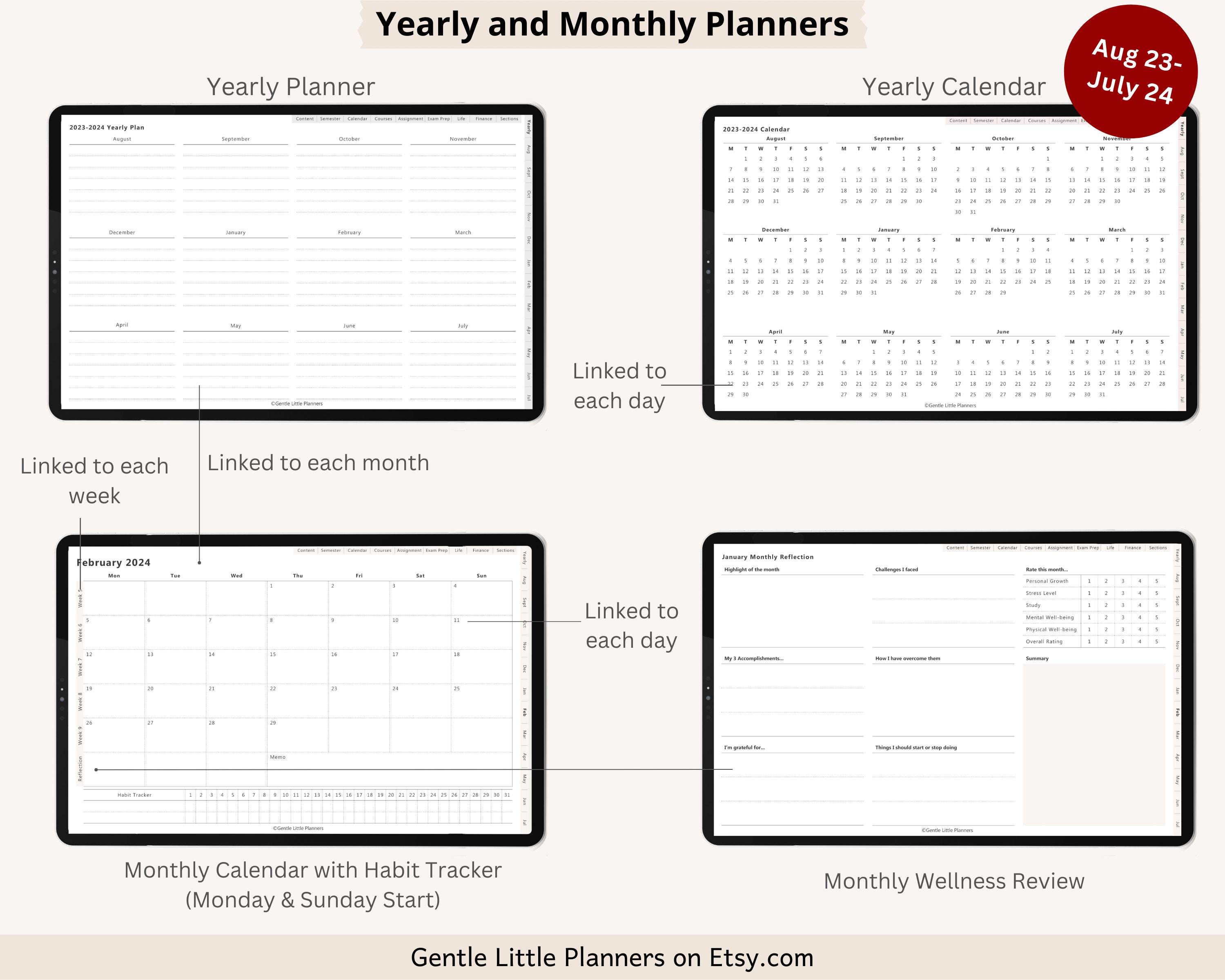 2023 2024 Digital Student Planner Mid Year Academic Planner - Etsy