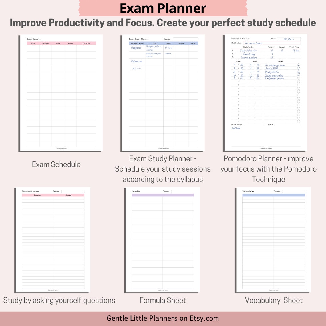 College Student Planner Printable, Study Planner, Academic Planner ...