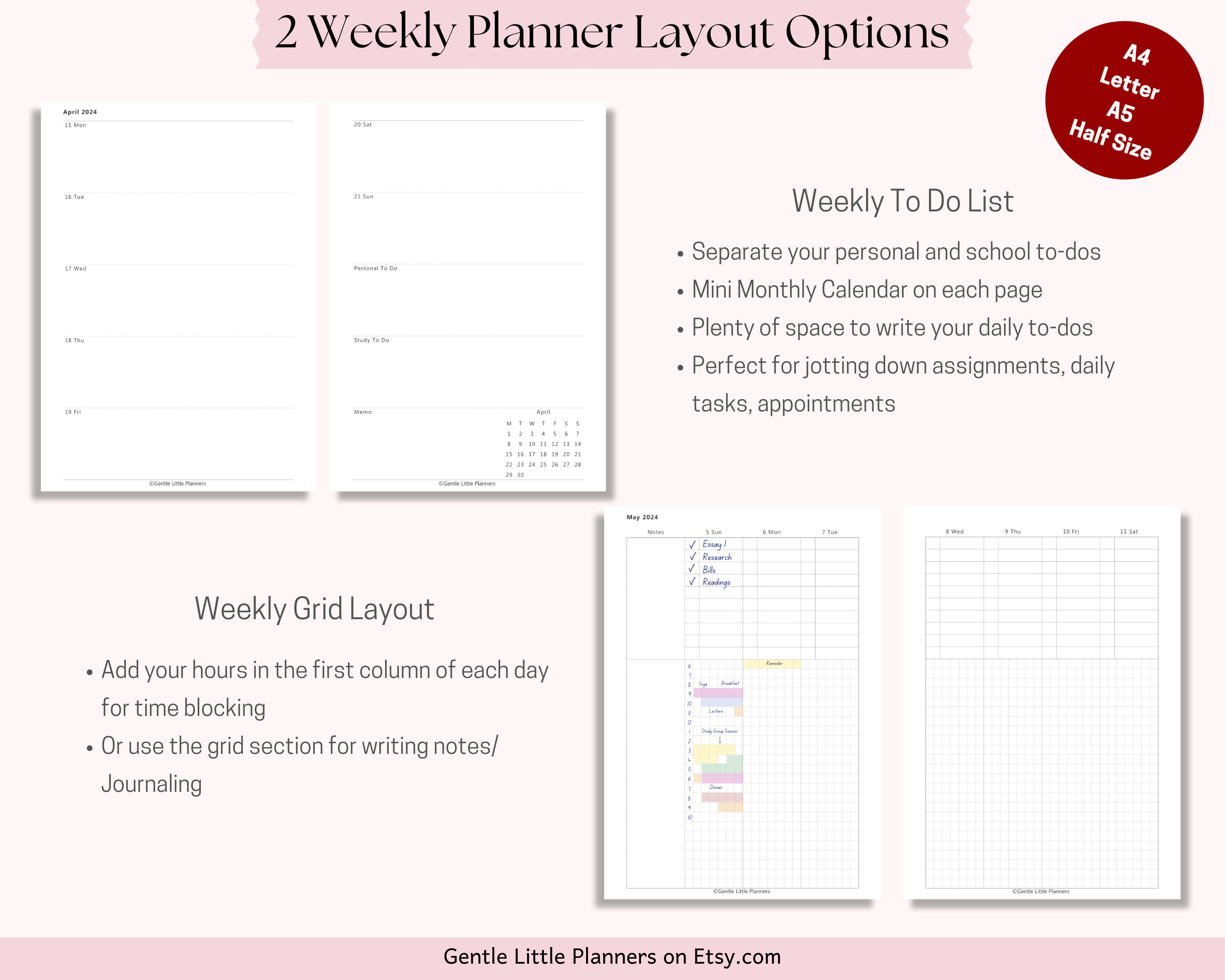 2023 2024 Student Planner Printable Academic Planner College Study ...