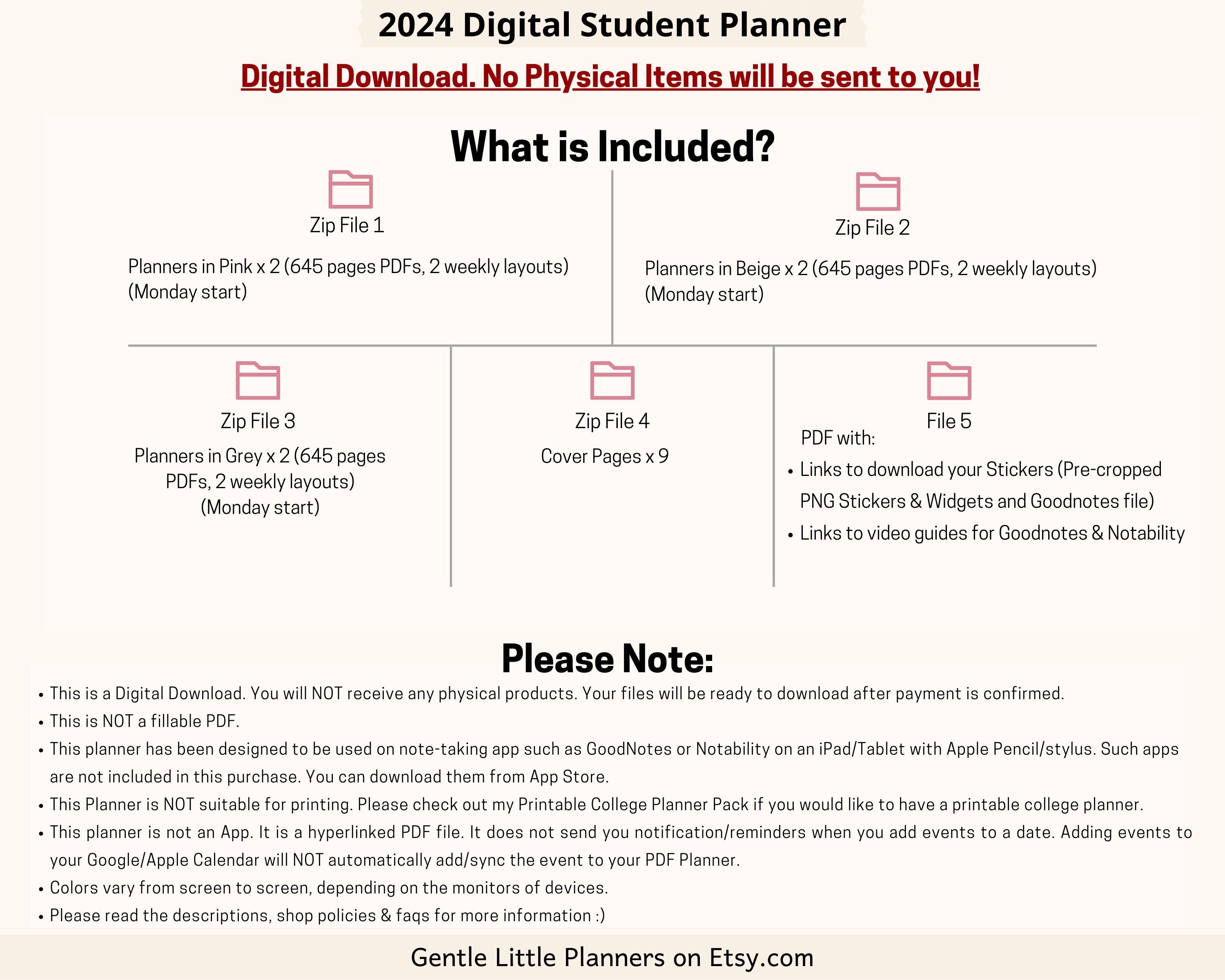 2024 Digital Student Planner, College Academic Planner Links to Google ...