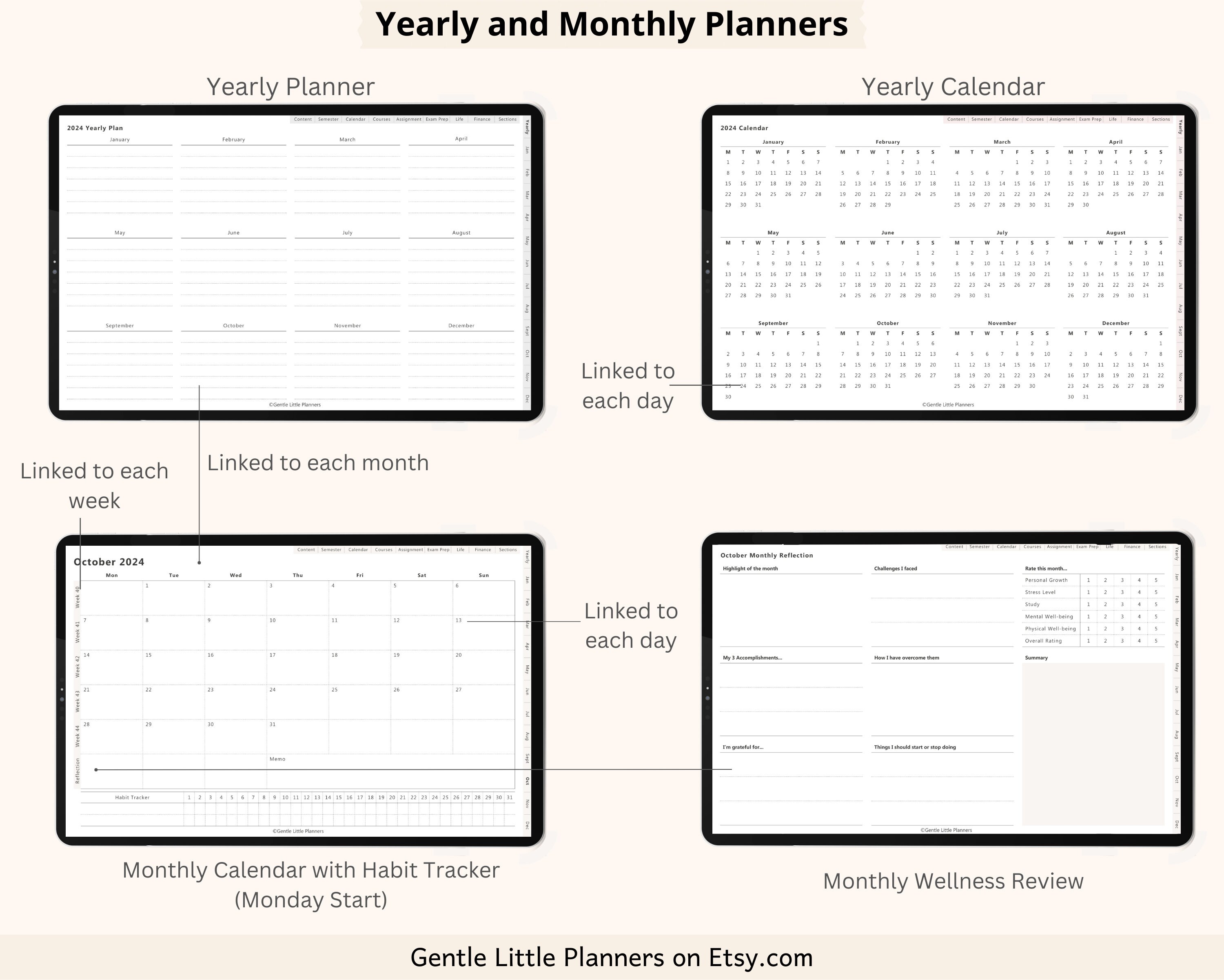 2024 Digital Student Planner, College Academic Planner Links to Google ...