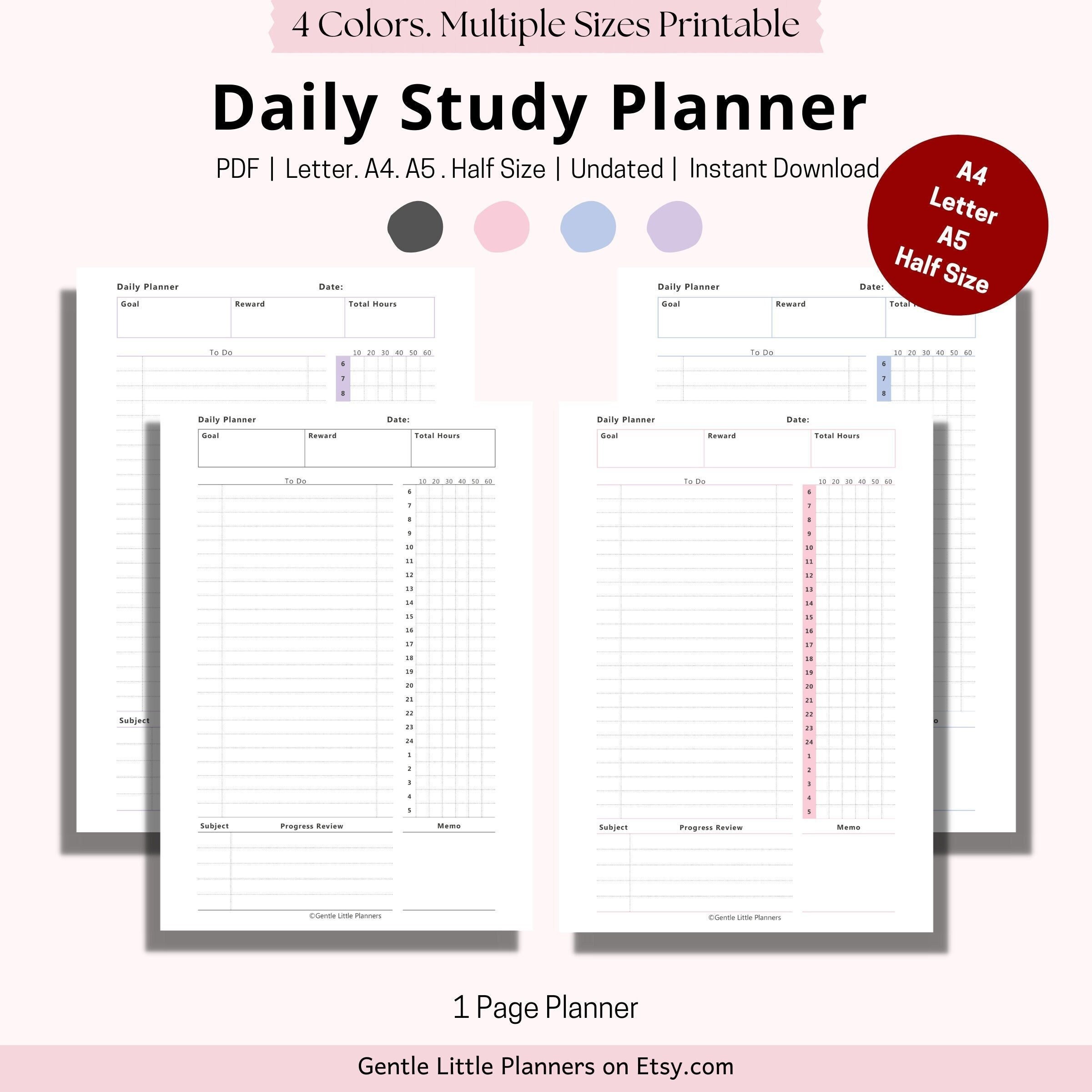 DAILY Study Planner Printable Exam Planner College Student Planner 10 ...