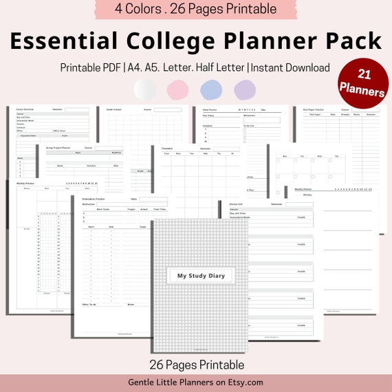 College Student Planner Printable Academic Planner Study - Etsy