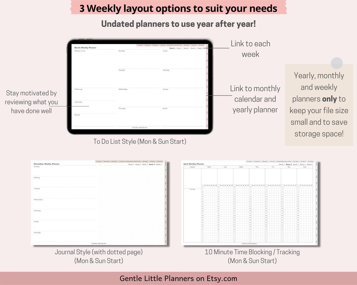 Digital Student Planner College Student Planner Academic - Etsy Hong Kong