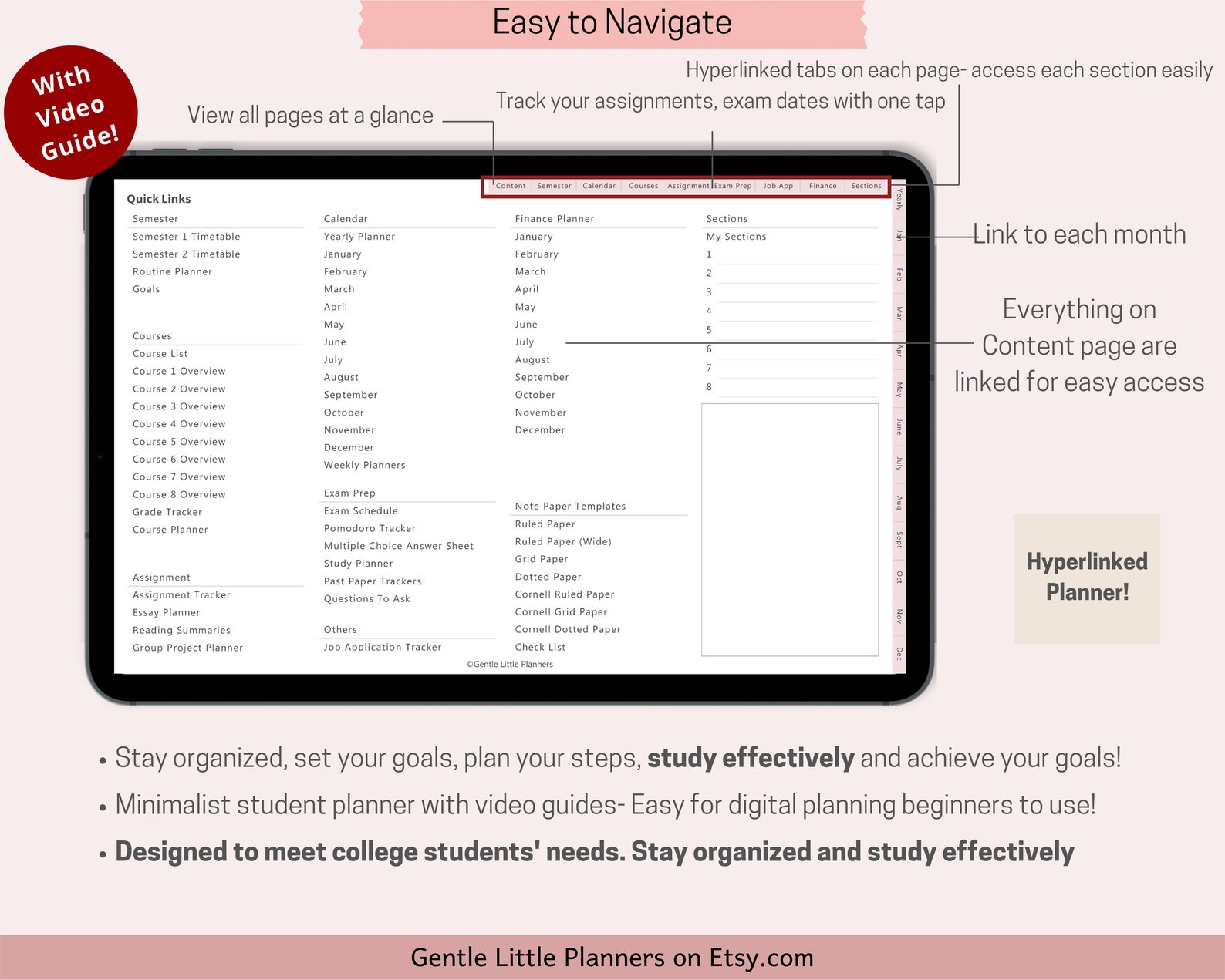 Digital Student Planner College Student Planner Academic - Etsy Hong Kong