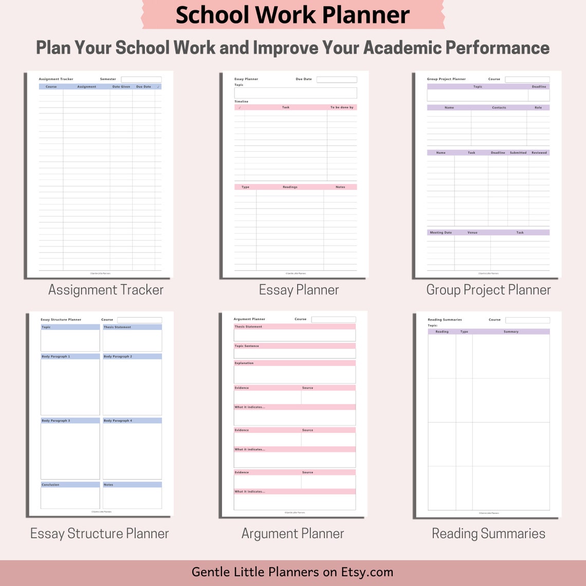 College Student Planner Printable, Study Planner, Academic Planner ...