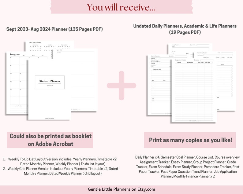 2023 2024 Student Planner Printable Academic Planner College - Etsy