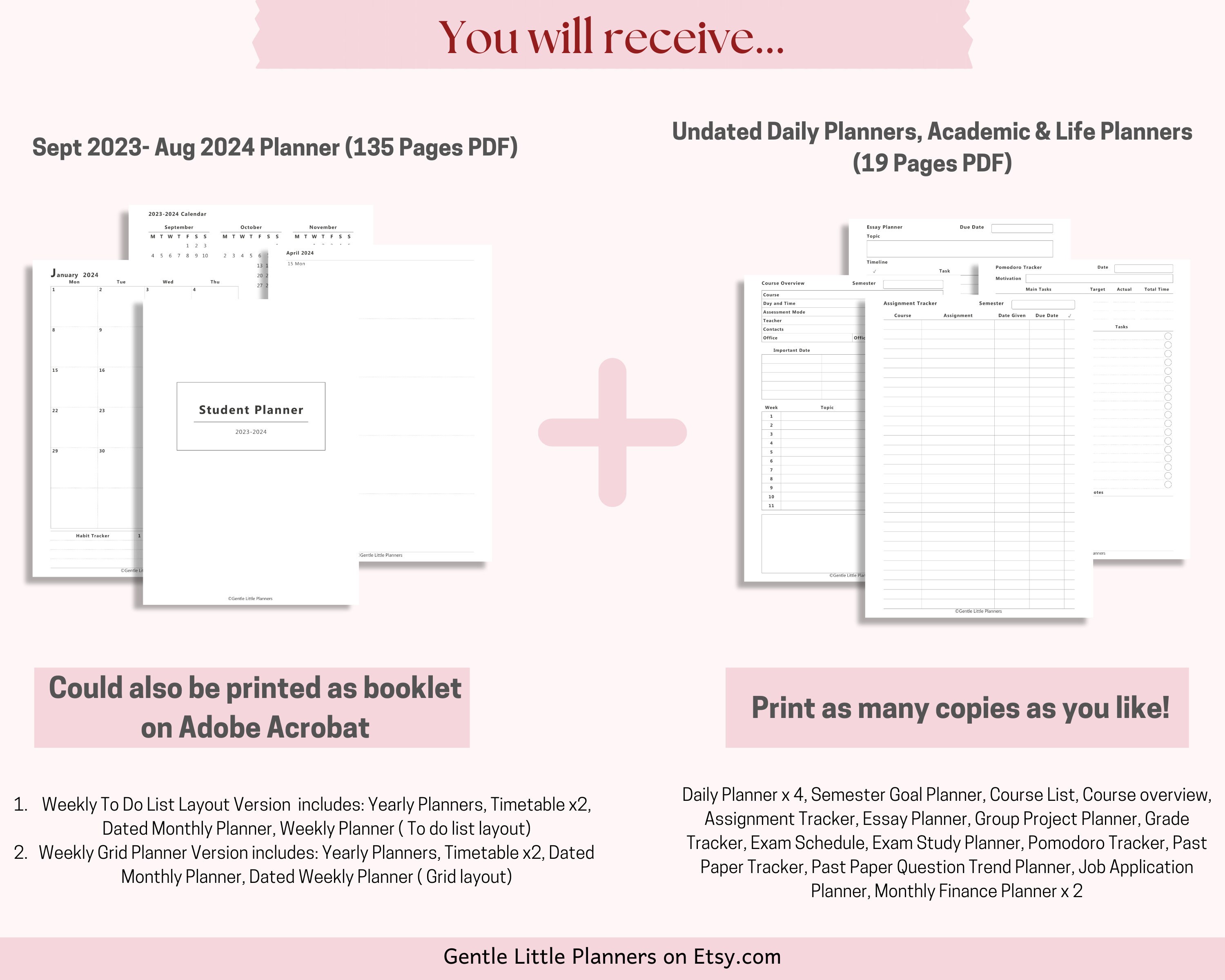 2023 2024 Student Planner Printable Academic Planner College Study ...
