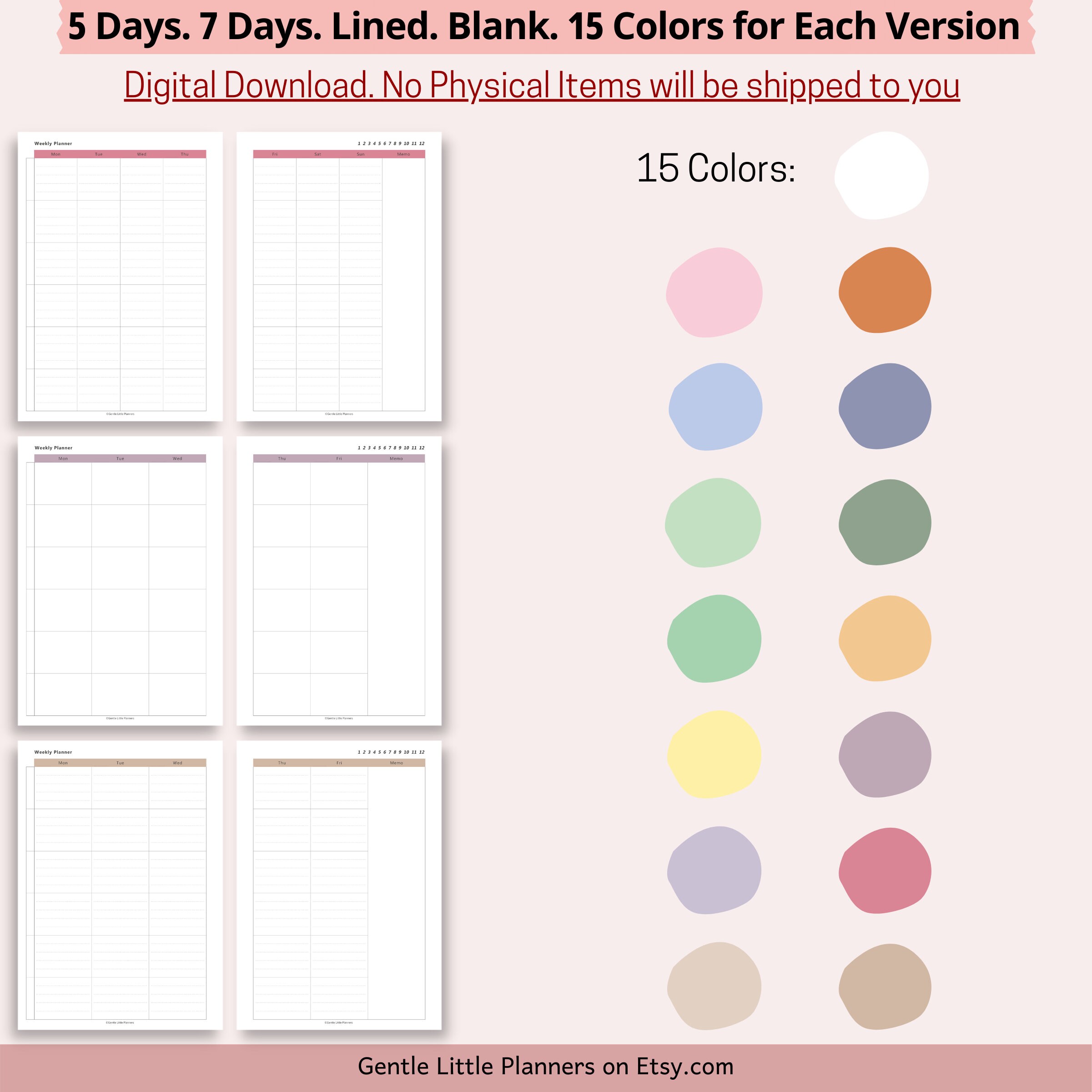 Undated Weekly Planner Printable Subject Planner Teacher - Etsy Hong Kong