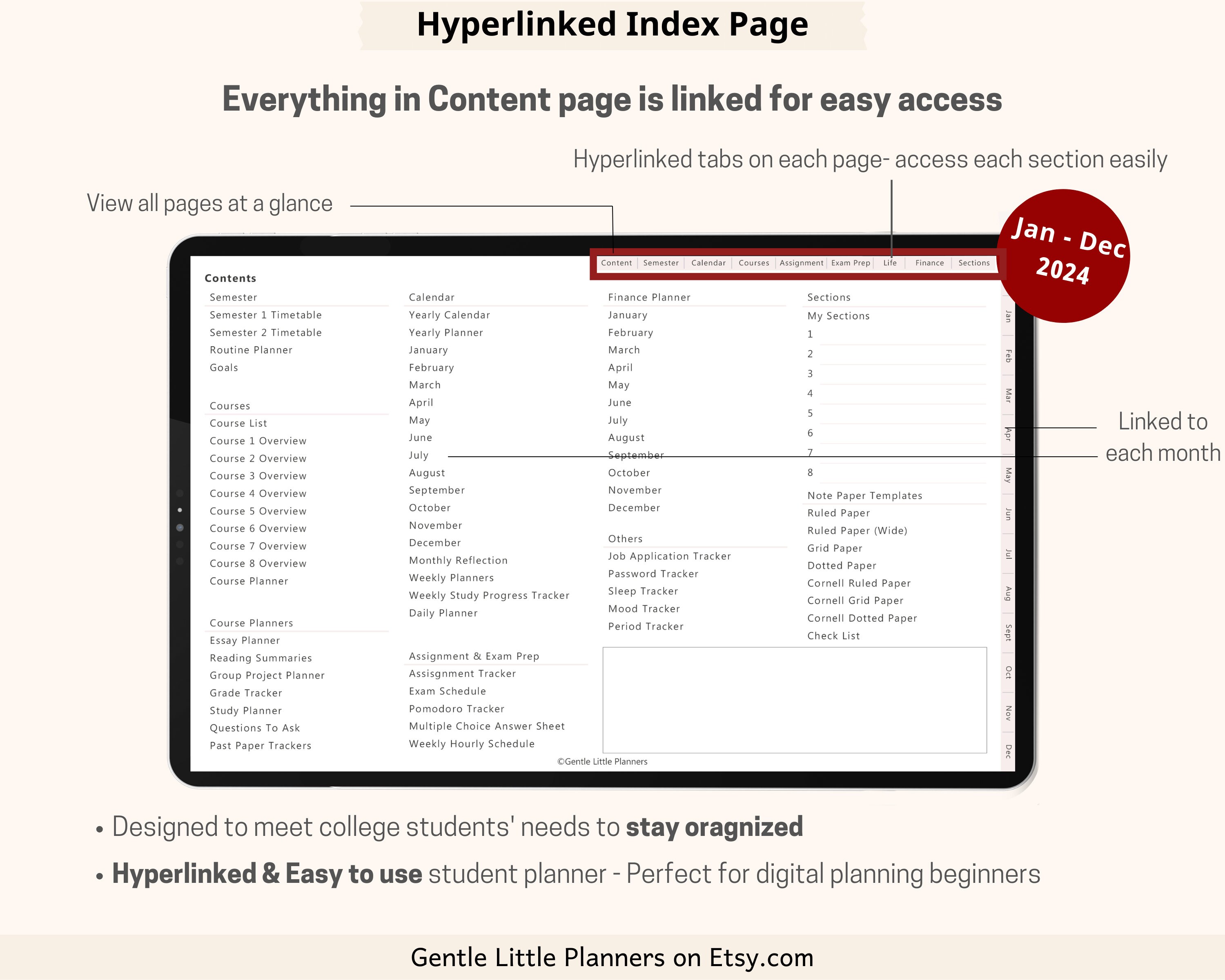 2024 Digital Student Planner, College Academic Planner Links to Google ...
