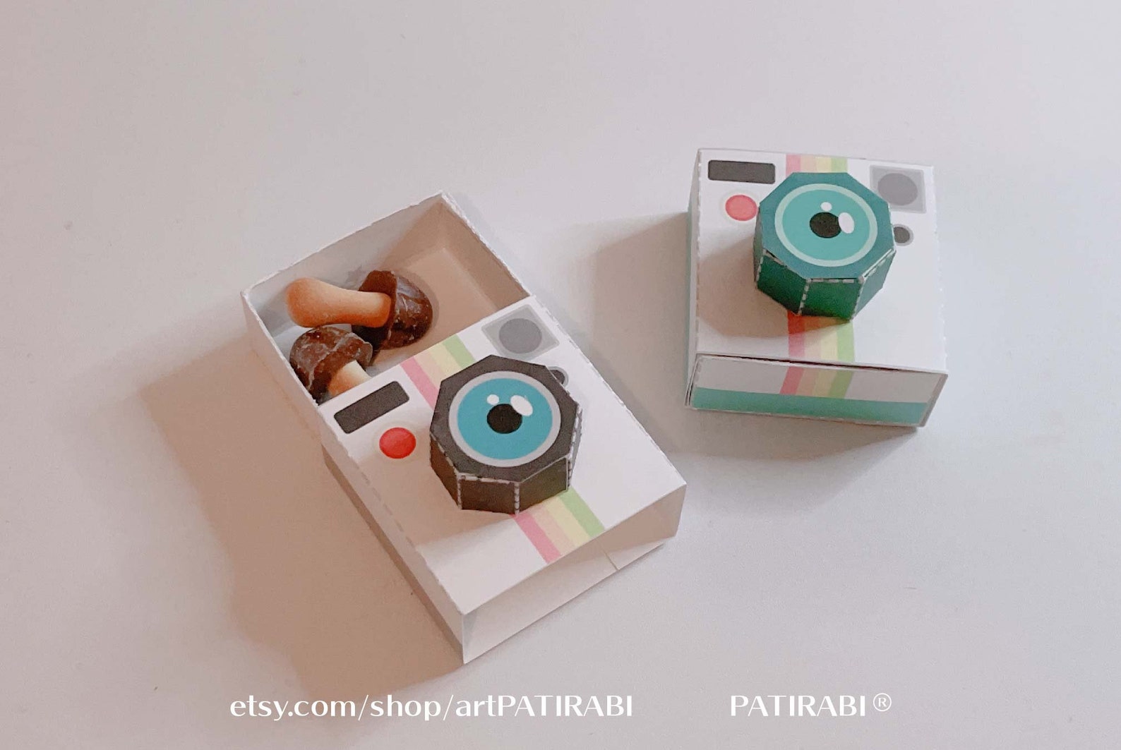 2 Polaroid Camera Miniature Paper craft Template 3D | Etsy