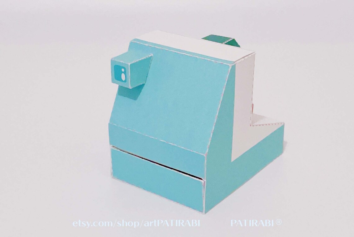 Polaroid Camera Peppermint green Papercraft Template DIY | Etsy