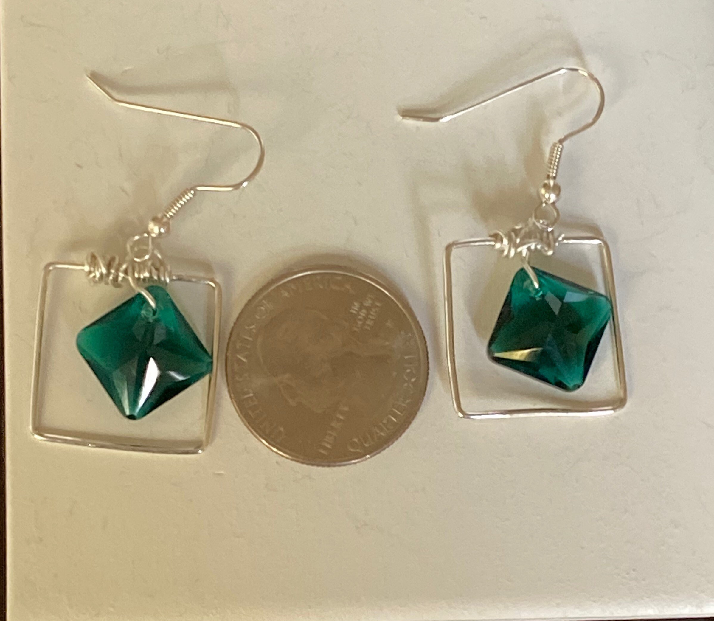 Sterling Silver, Square Crystal Earrings - Etsy