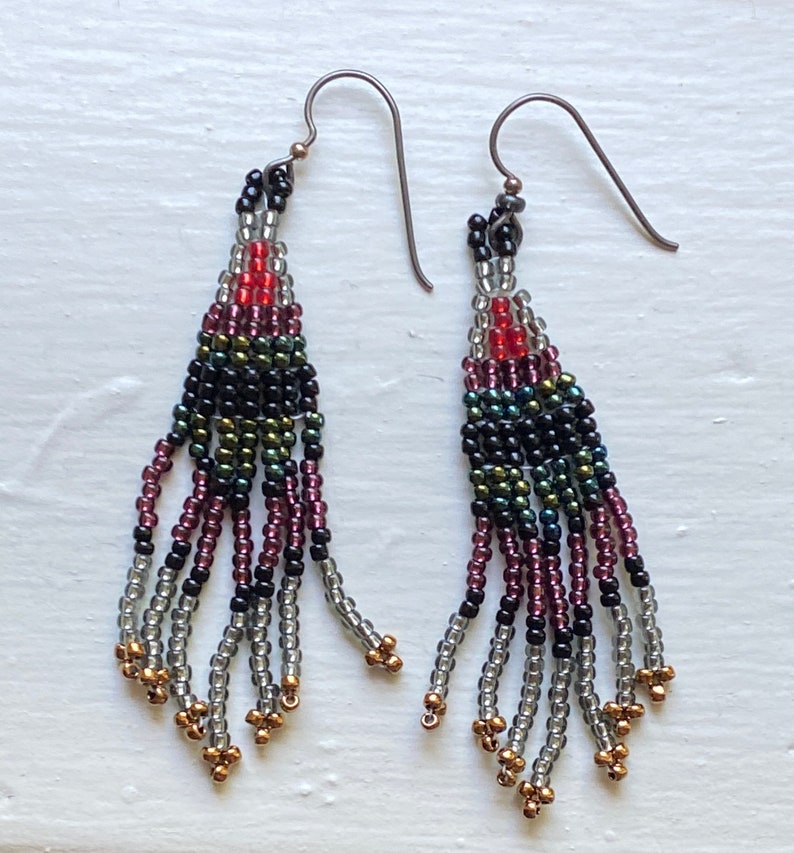 Beaded Fringe Earrings - Etsy