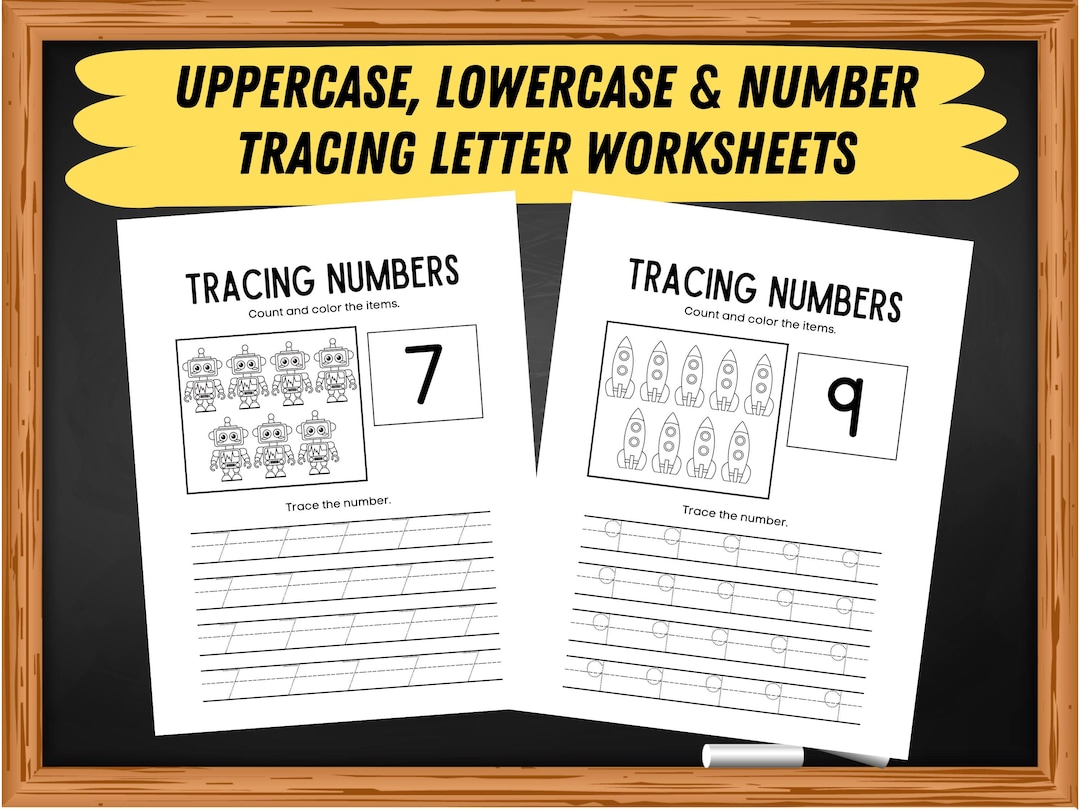 Uppercase Lowercase Number Tracing Letter Worksheets, Preschool ...