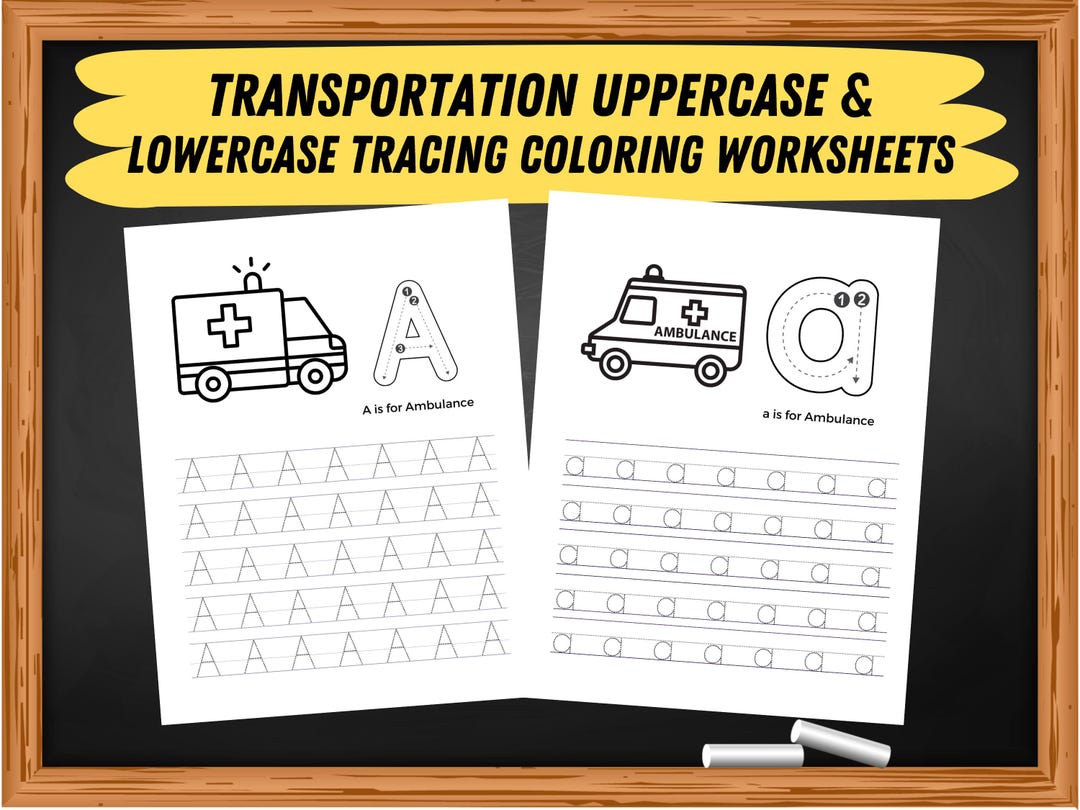 Transportation Uppercase Lowercase Tracing Letter Worksheets, Preschool ...