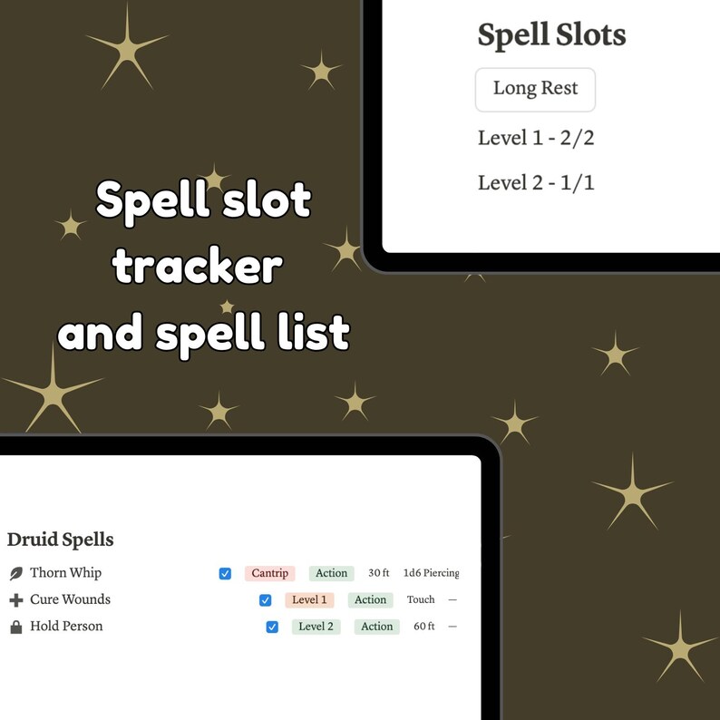 D&D 5e Druid Character Sheet Notion Template (PDF Download) - Etsy