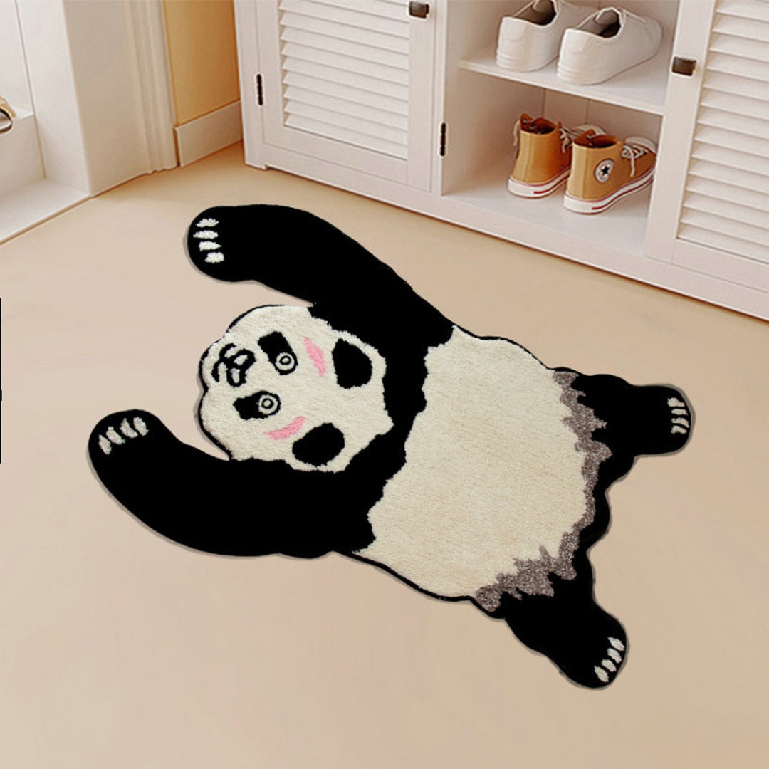 Lying Panda Rug Tufted Carpet Floor Mat Funny Animal Carpet Handmade ...