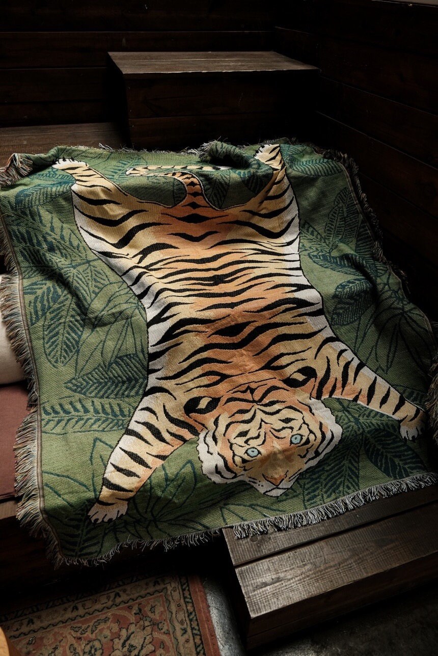 Tiger Throw Woven Blanket Adult Kid Pet Blanket Knitted - Etsy